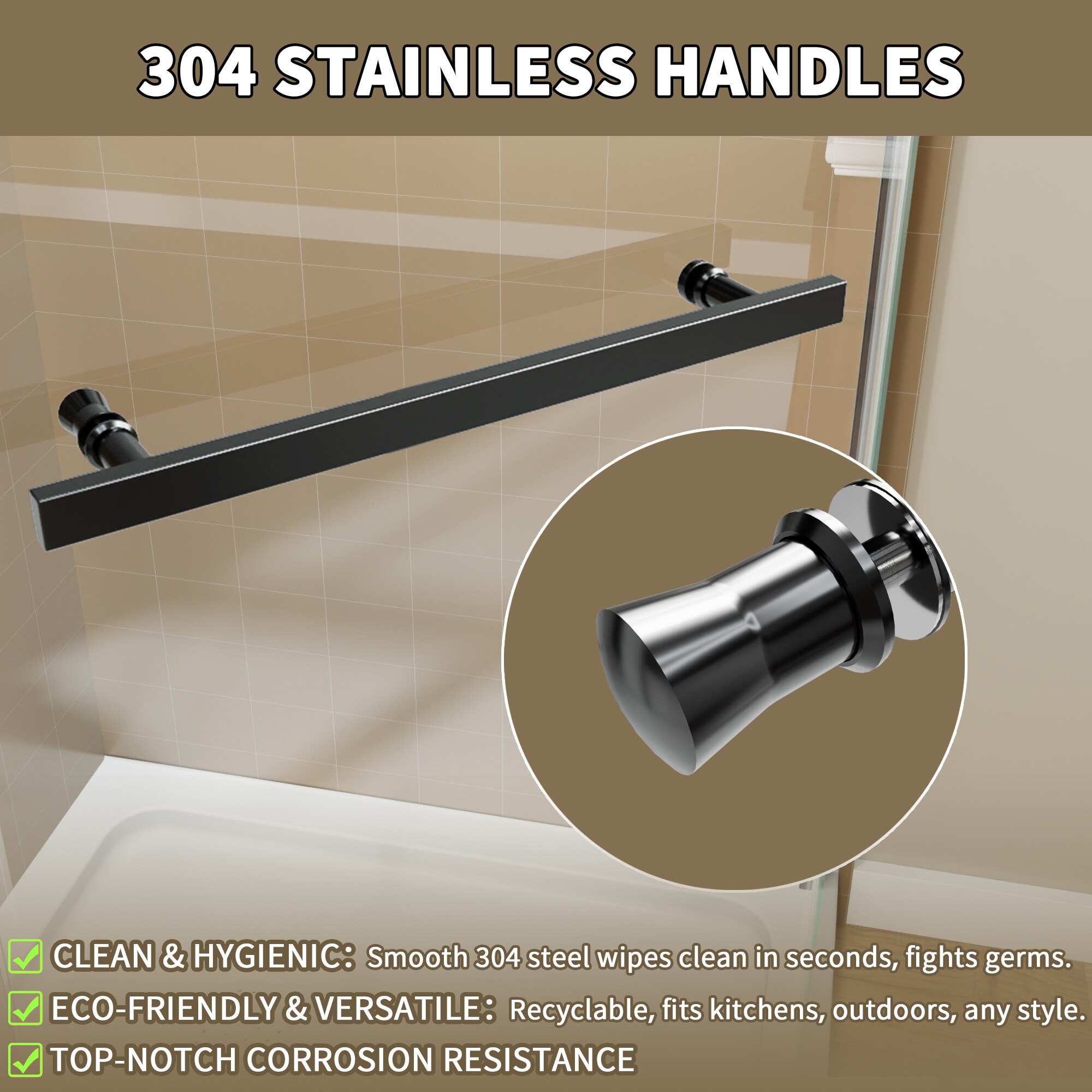 Vanityfus 36 Inch x 72 Inch Tempered Glass Shower Door with Full-Frame ...