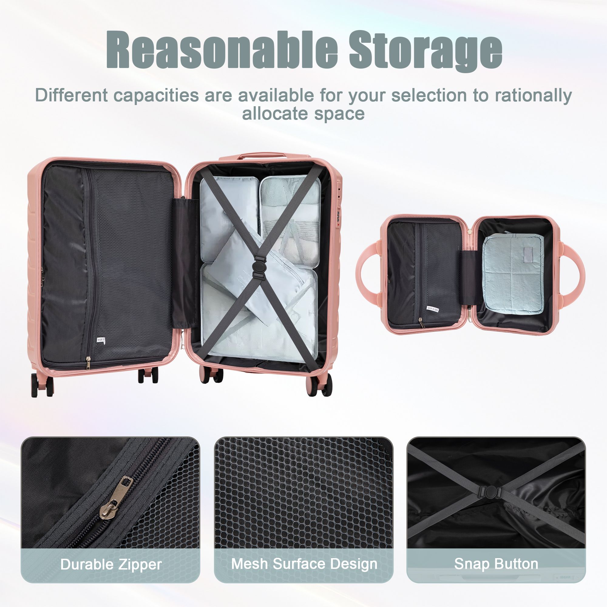 BEARSOLIM 14inch/20inch 2 pcs/set in ABS Spinner Wheel Luggage with ...