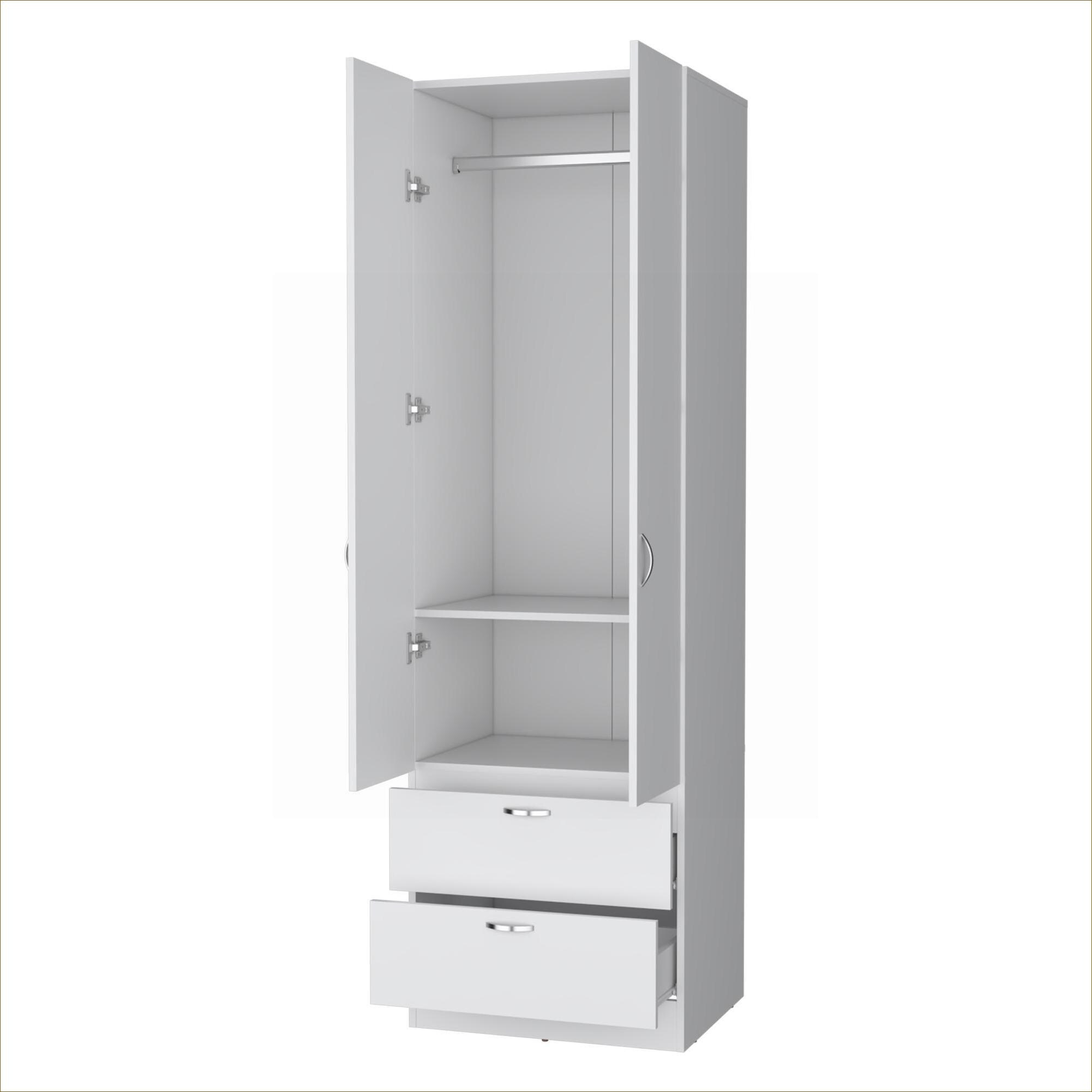 Watnature Tall Silhouette White Melamine Wardrobe for Bedroom Clothing ...