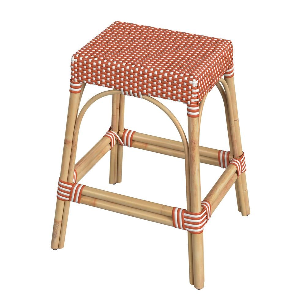 Butler Specialty Robias Rectangular Rattan 24.5 Counter Stool Orange ...