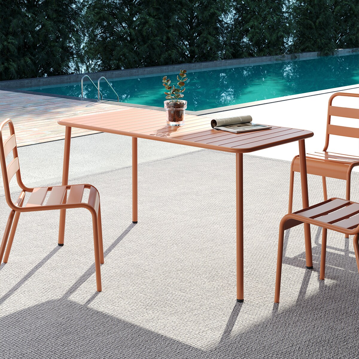 Tatayosi Patio long table outdoor (red)dining table villa courtyard ...