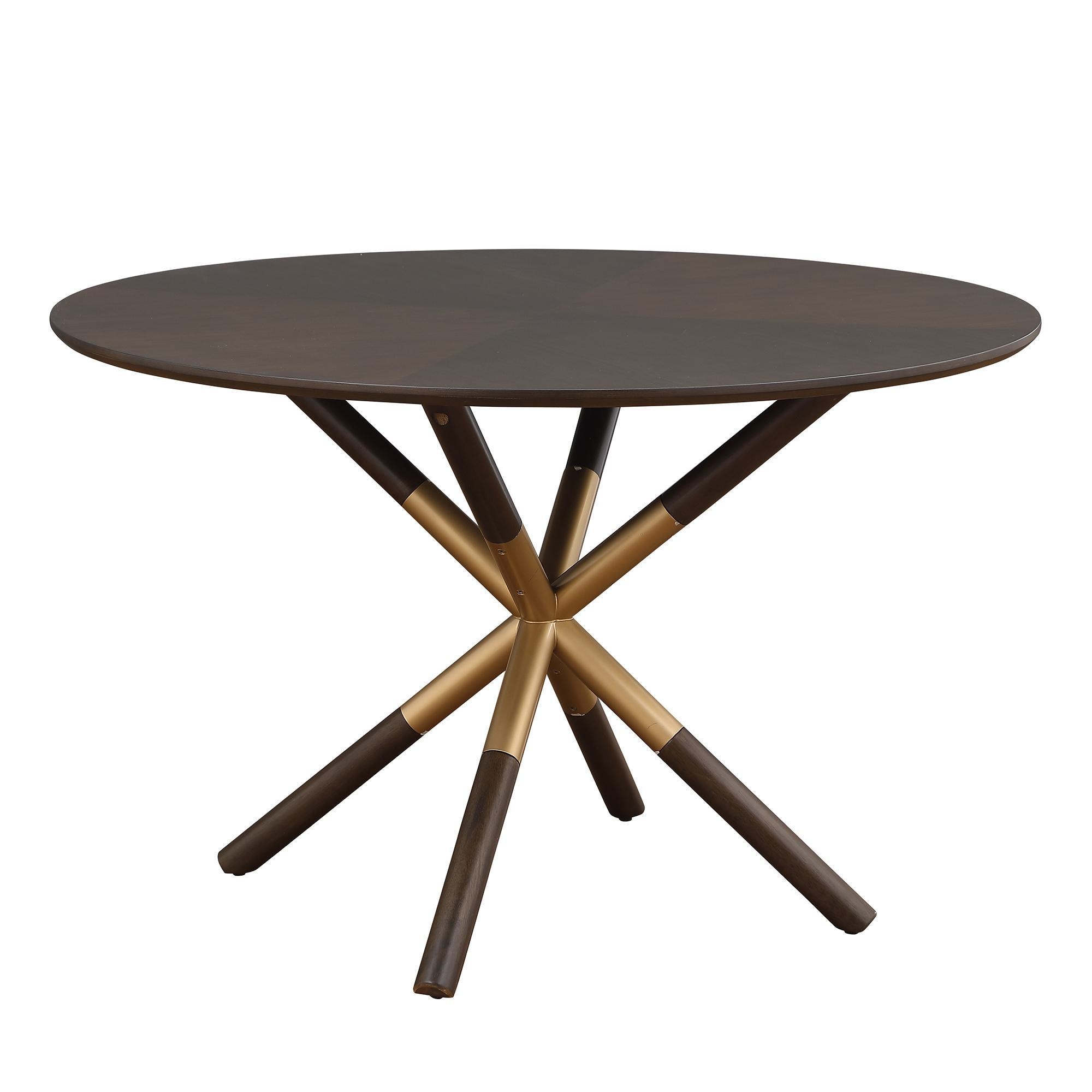 FARATI Brown Round Contemporary/Modern Faux marble Dining Table, with ...