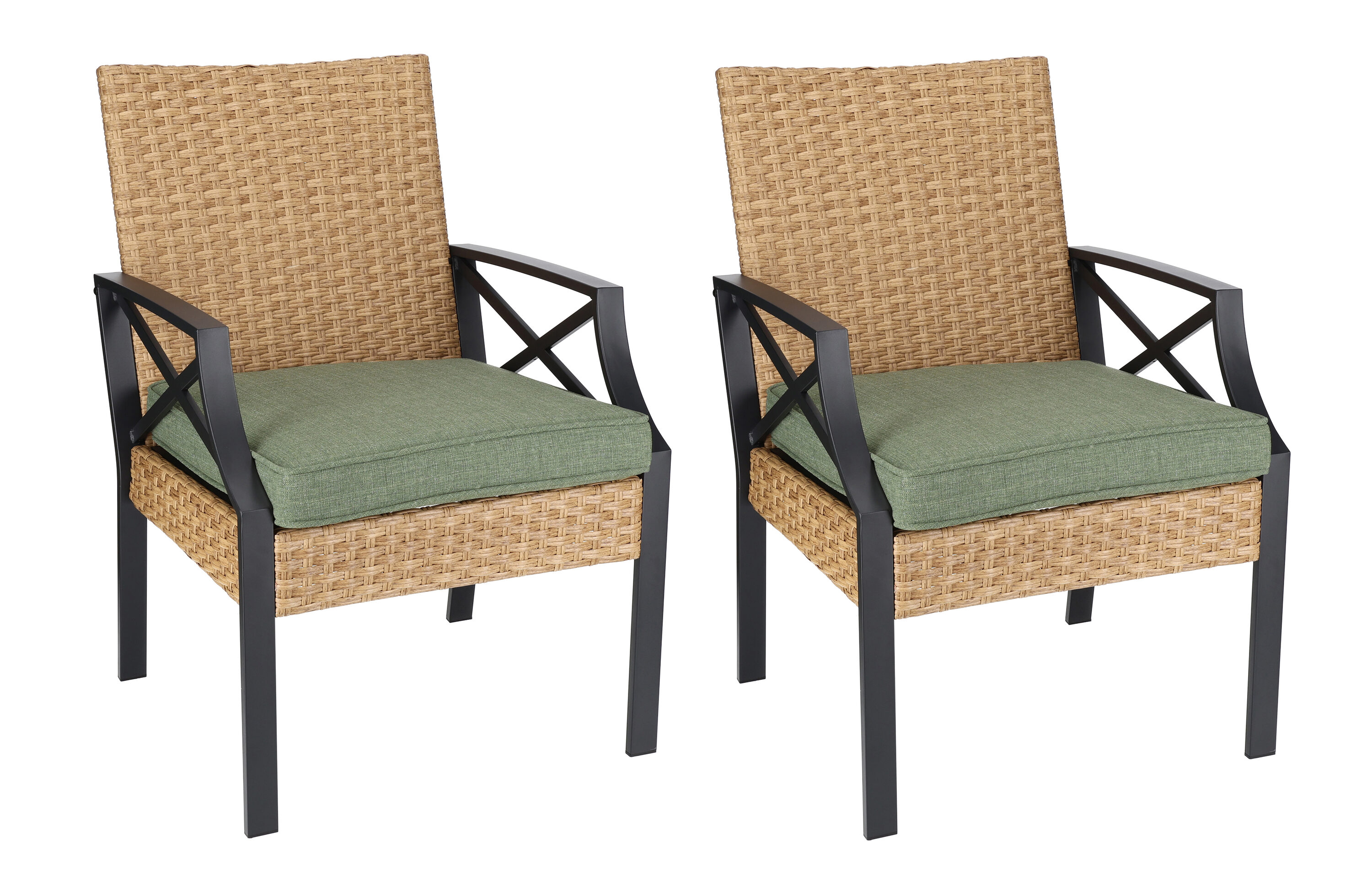Style Selections Kenwood Set of 2 Wicker Matte black Steel Frame ...