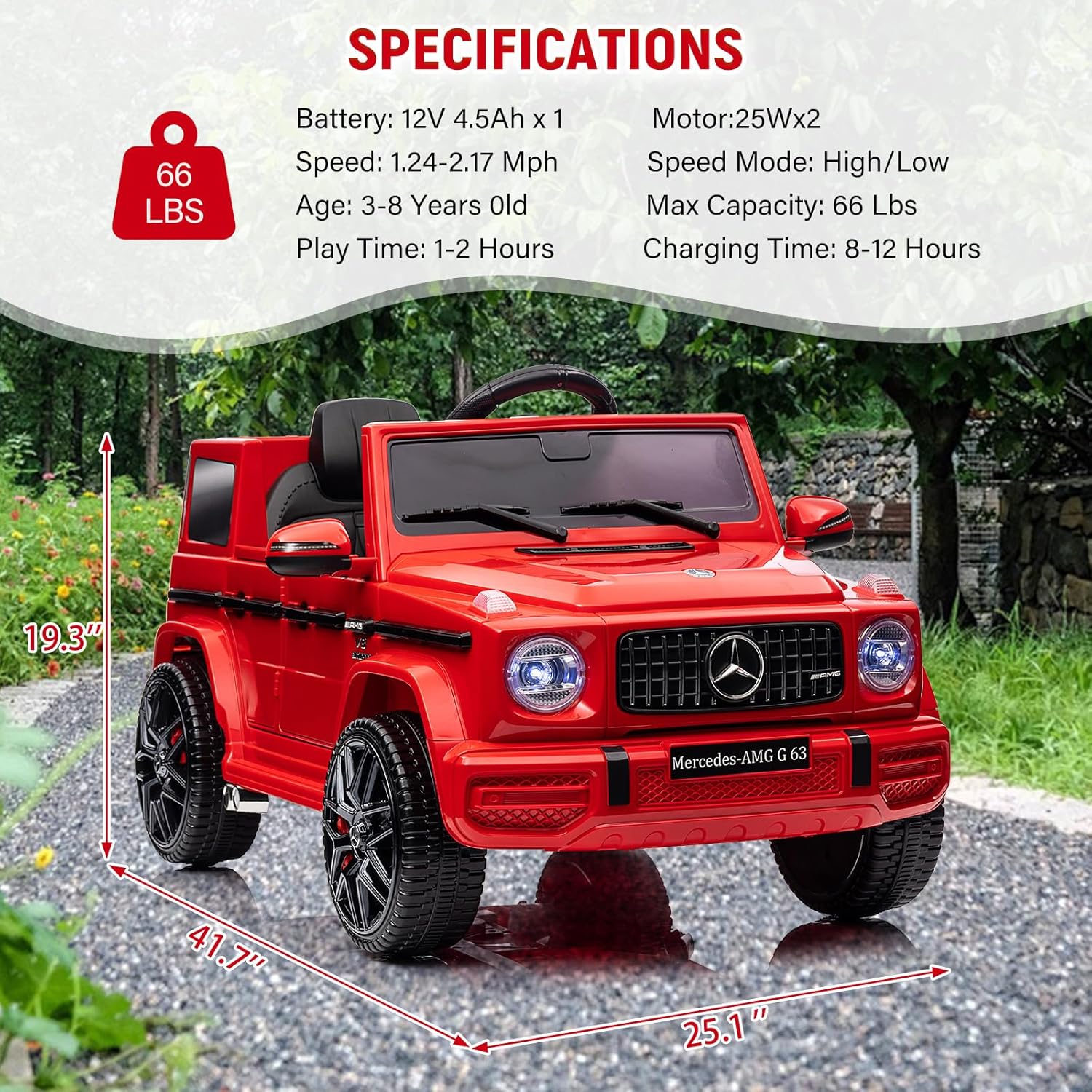 GAOMON 12V Licensed Mercedes-Benz G63 Ride-On Car - Electric Vehicle ...