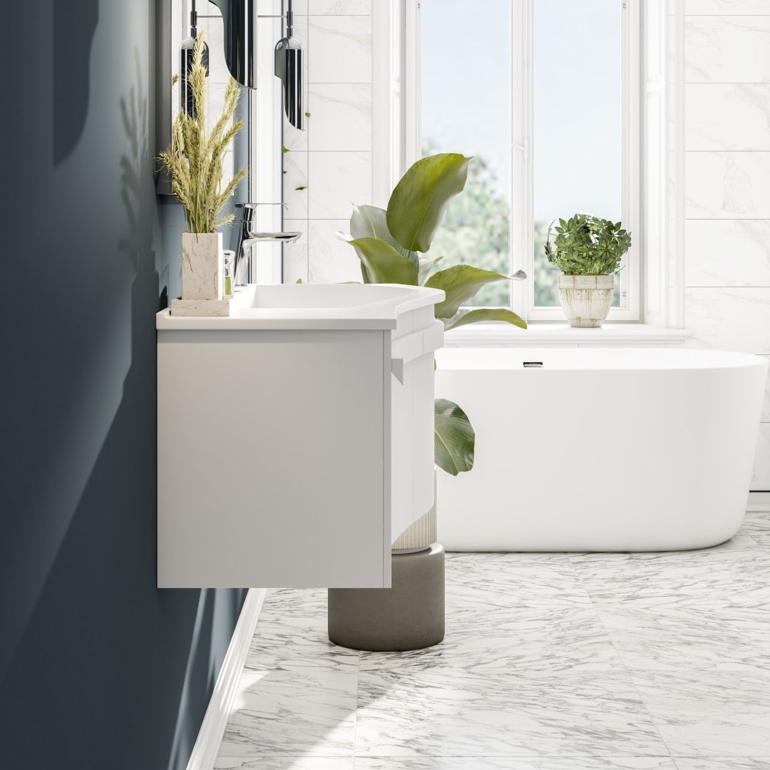 Eviva Eclipse 43.38-in White Single Sink Floating Bathroom Vanity with ...