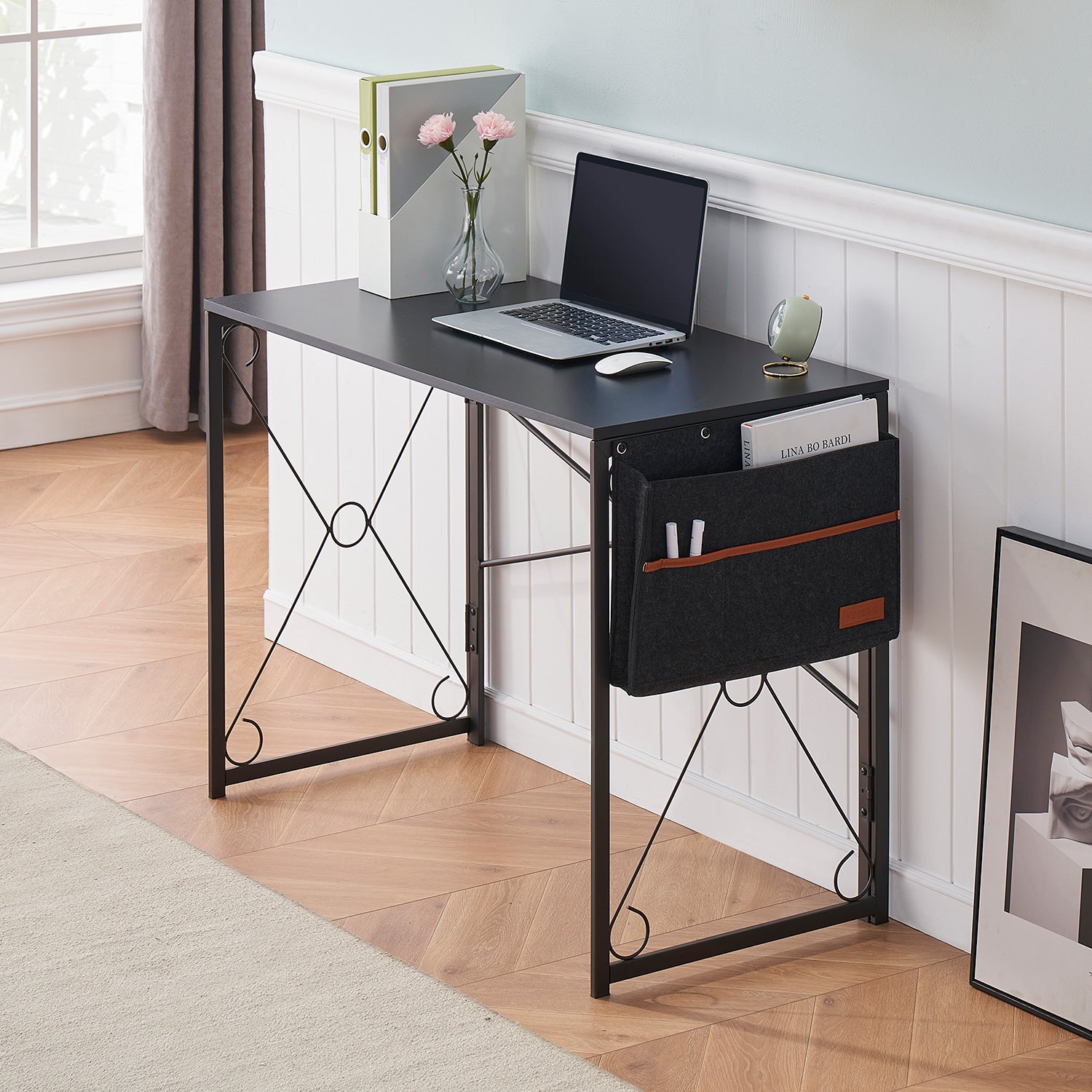 Vecelo Folding Desk with Storage Bag 39 Inch Writing Desk Home Office ...