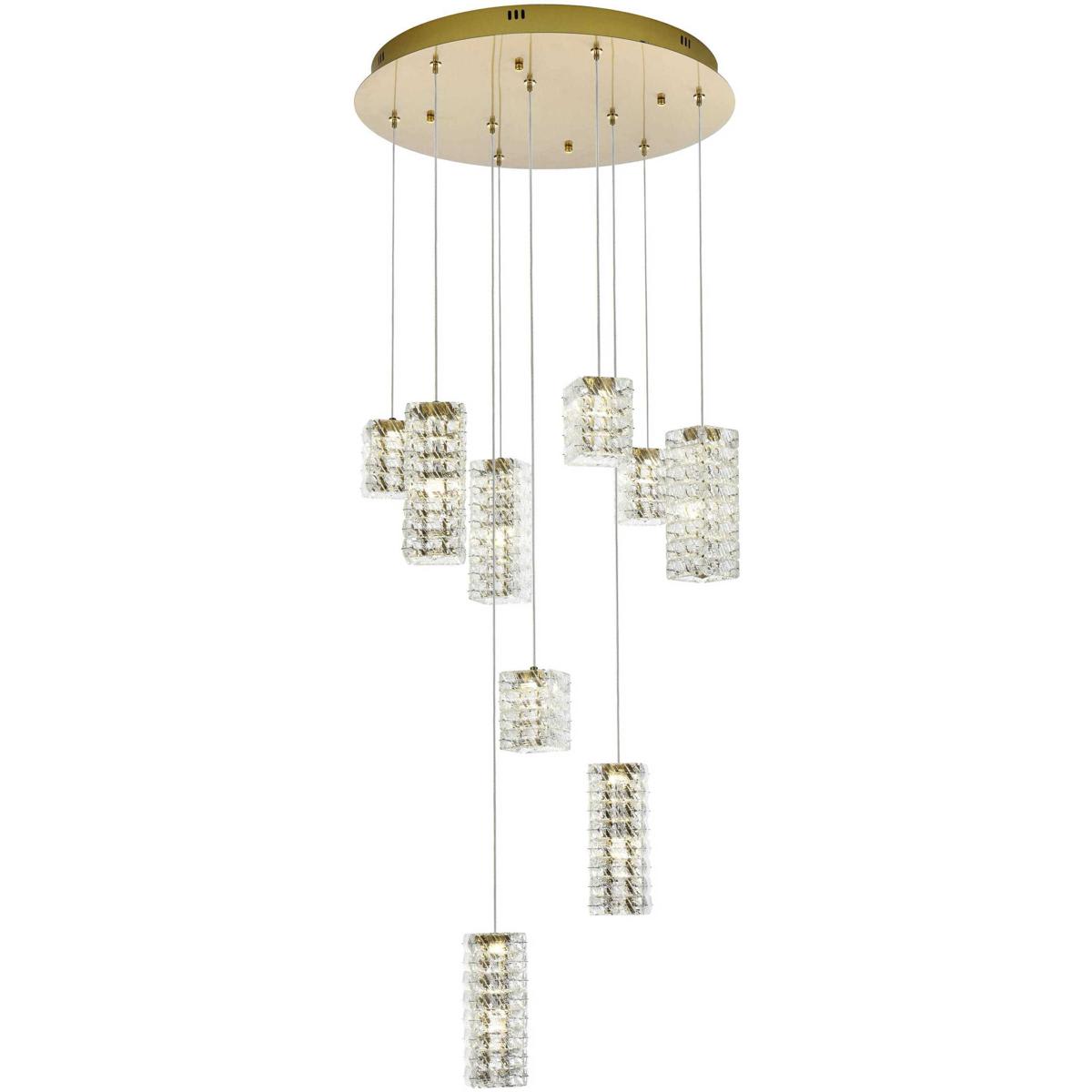 Elegant Lighting 3680D9SG Aston 9 Light 24 inch Satin Gold Pendant ...