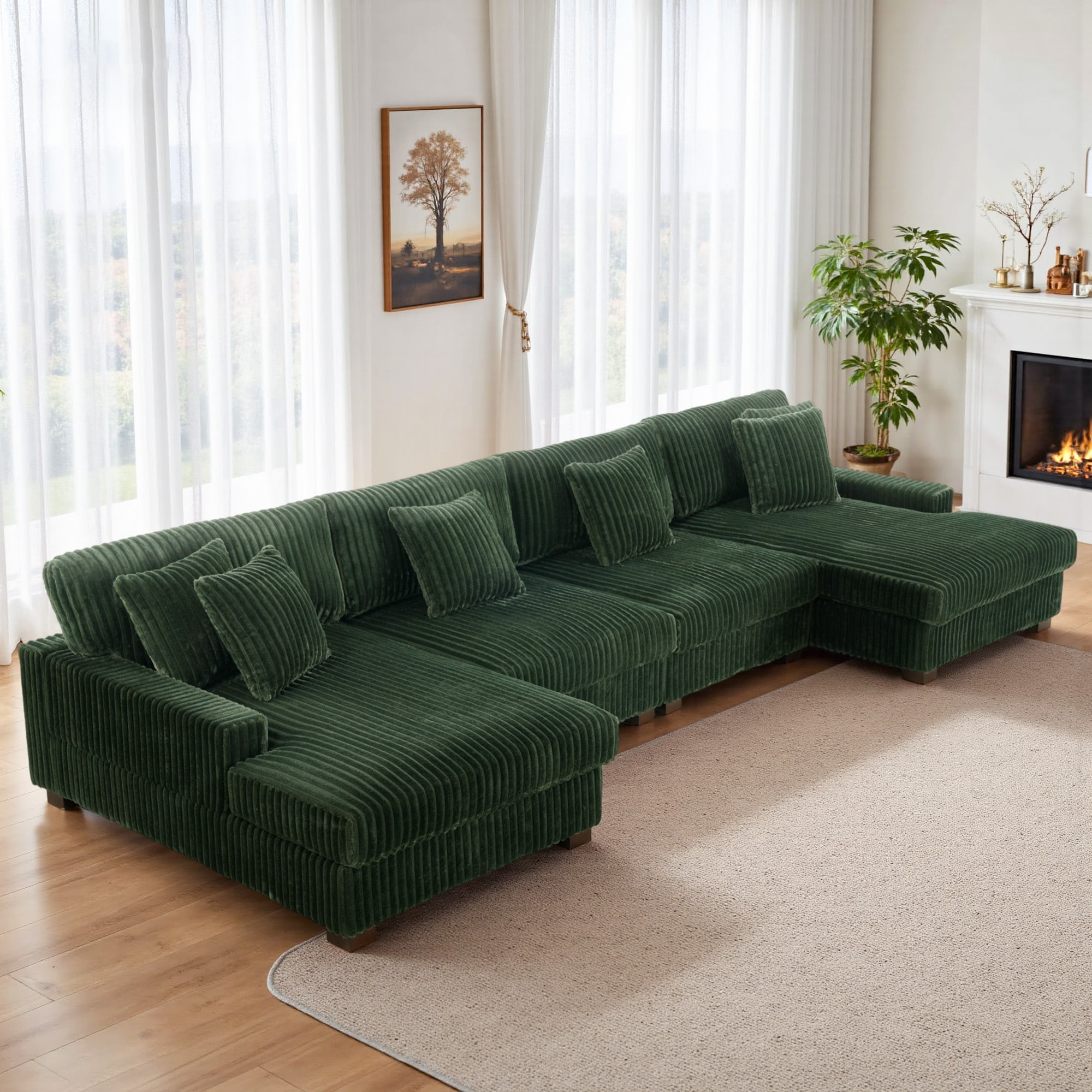Dreamsidea Sectional Sofa 150-in W U Shaped 3-Seaters Modular Sofa with ...