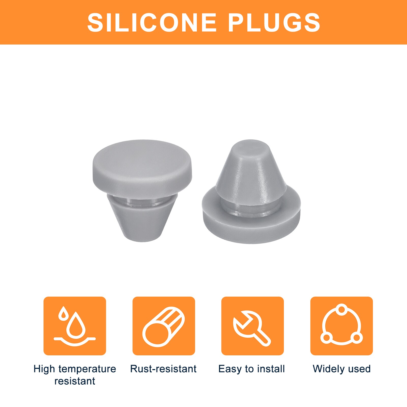 Unique Bargains 25pcs Silicone Plugs Rubber Round Snap in Locking Hole ...