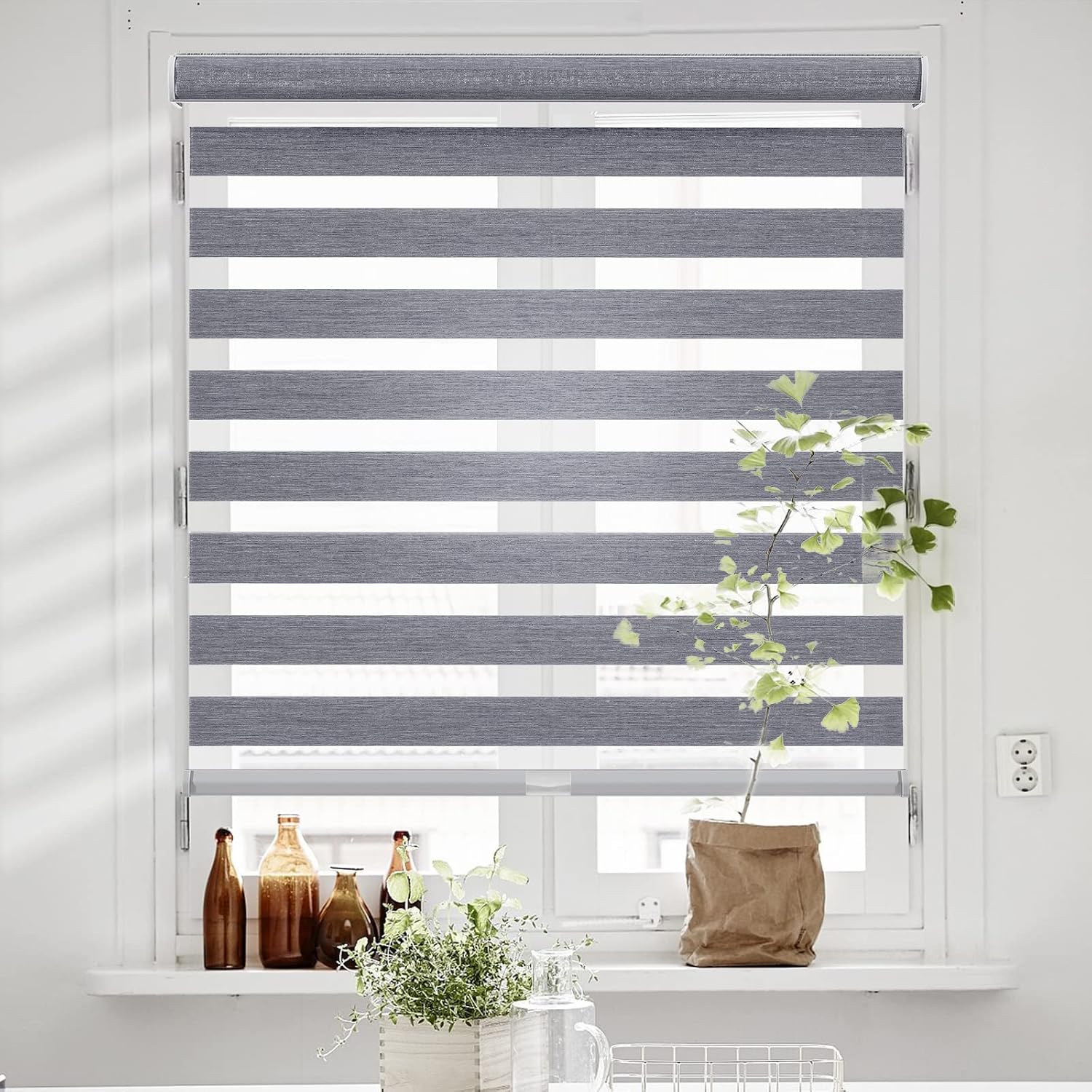 Persilux Custom Size Cordless Zebra Blinds for Windows with Jacquard ...
