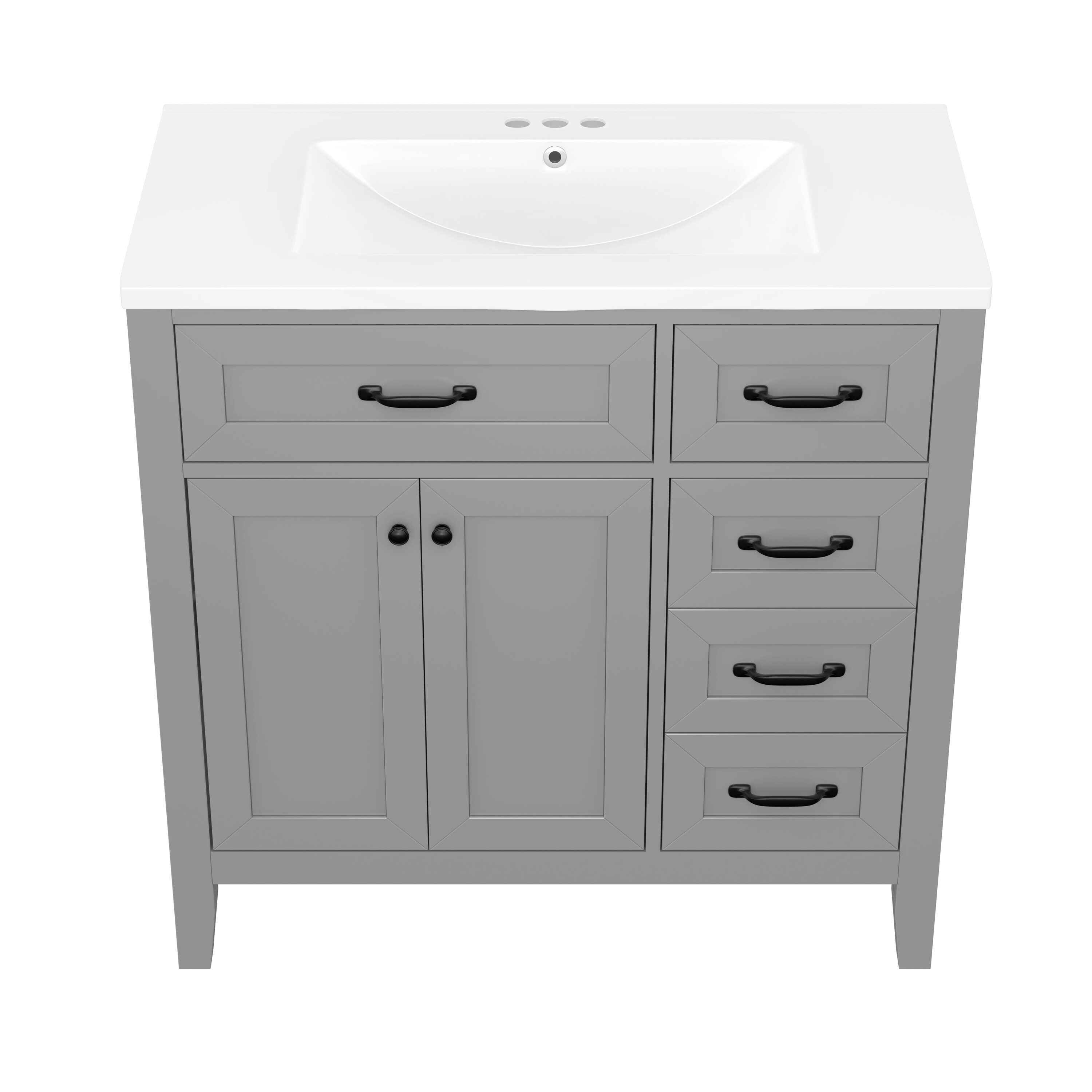 Vanityfus 28.6-in Gray Bathroom Vanity Single Sink Combo Undermount ...