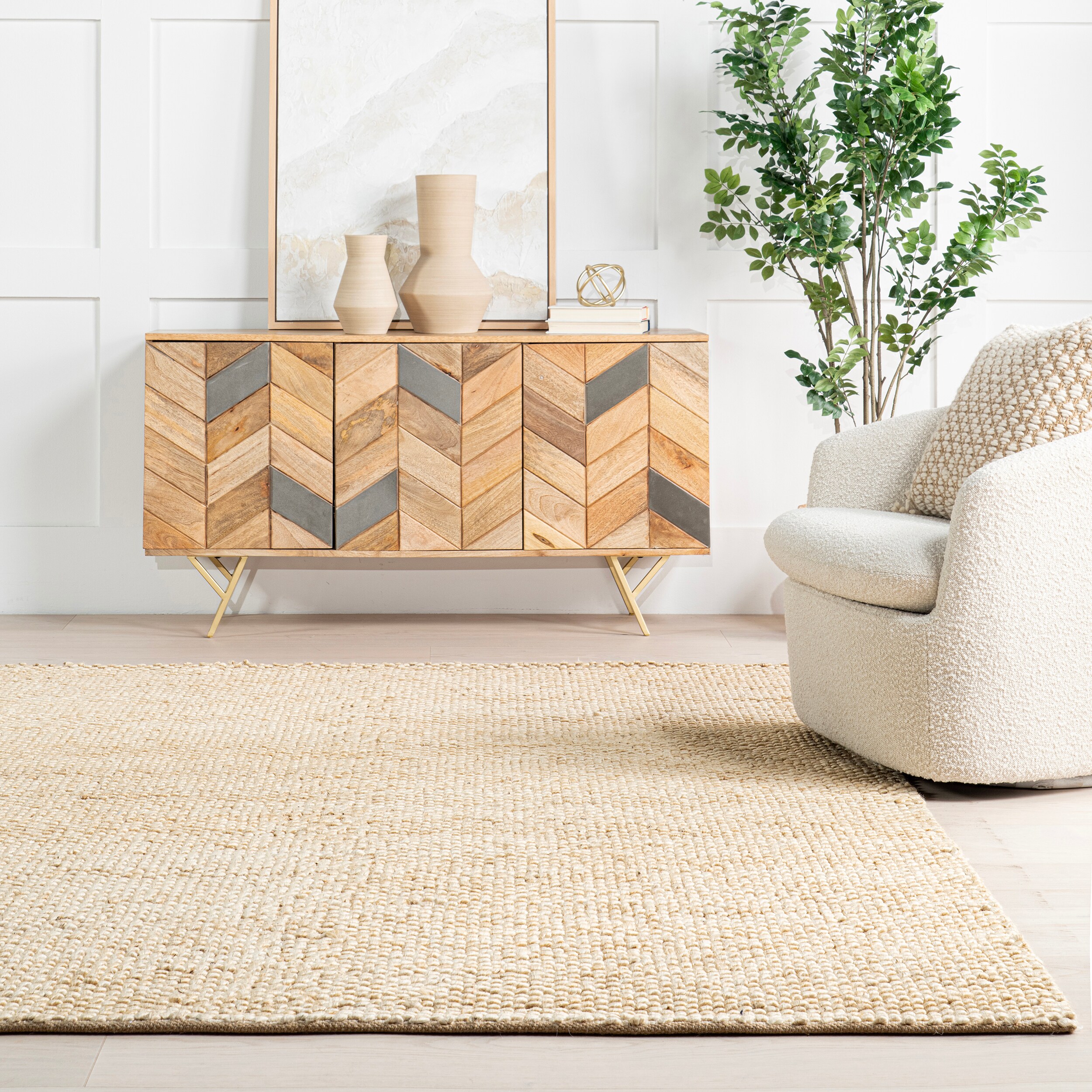 nuLOOM Home Conservatory Textured Handwoven Jute 6ft. x 9ft. Beige Area ...