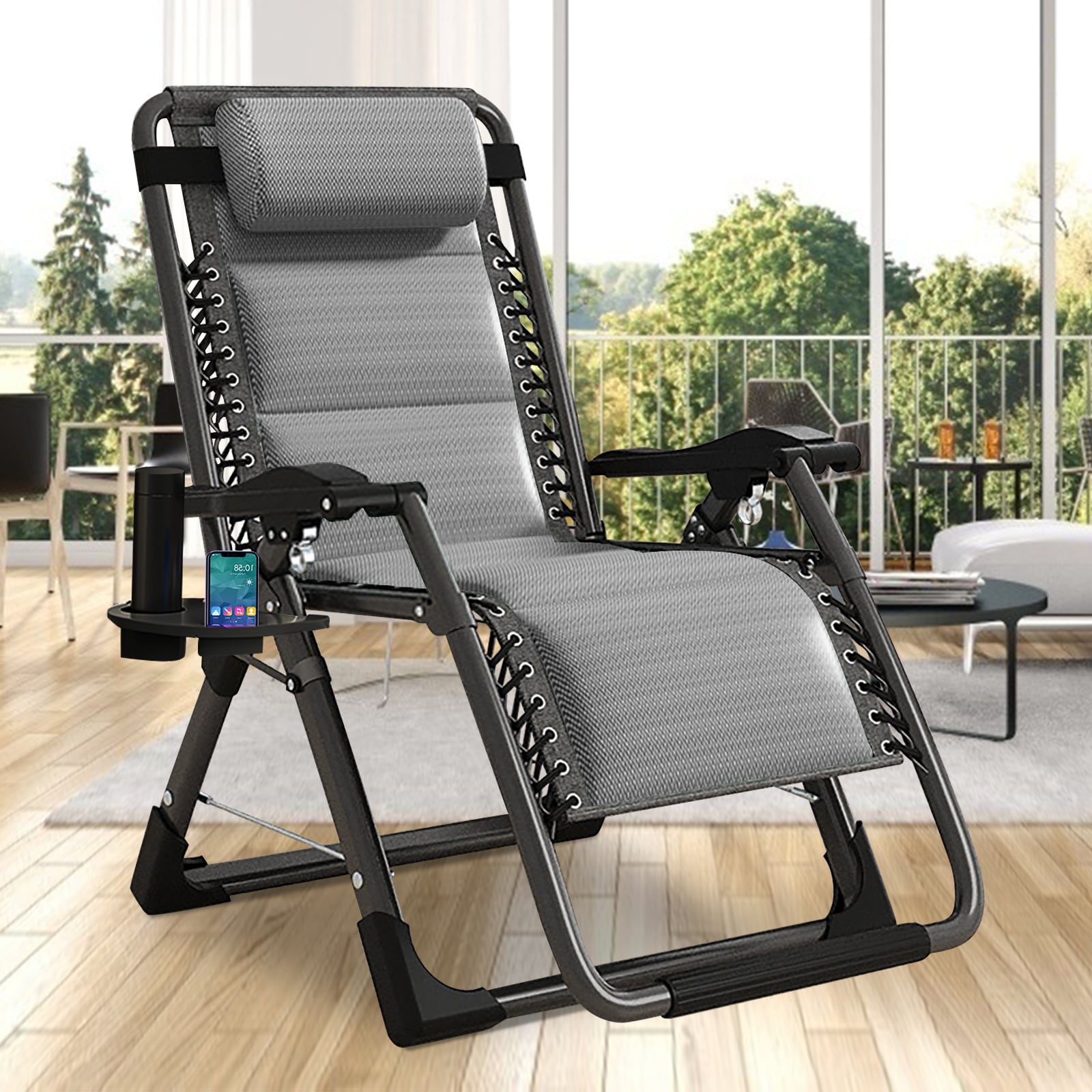 Esazn Zero Gravity Chair Stackable Gray Steel Frame Stationary Zero ...