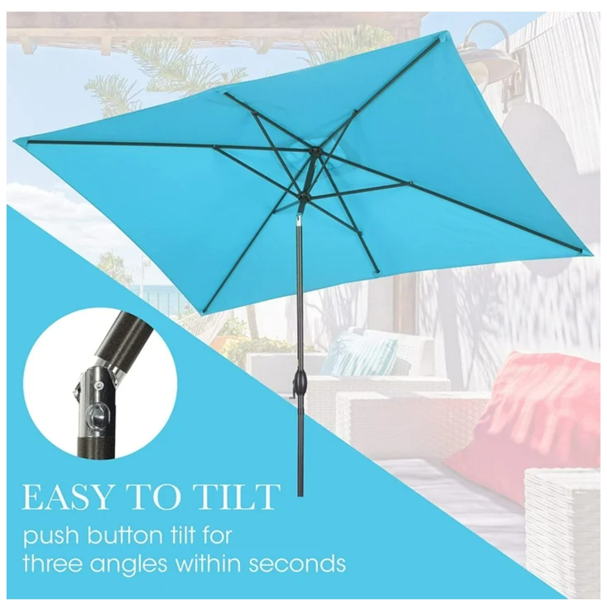LOVMOR 6.5 FT x 10 FT Patio Umbrella Outdoor Crank Lift Tilt Vented ...