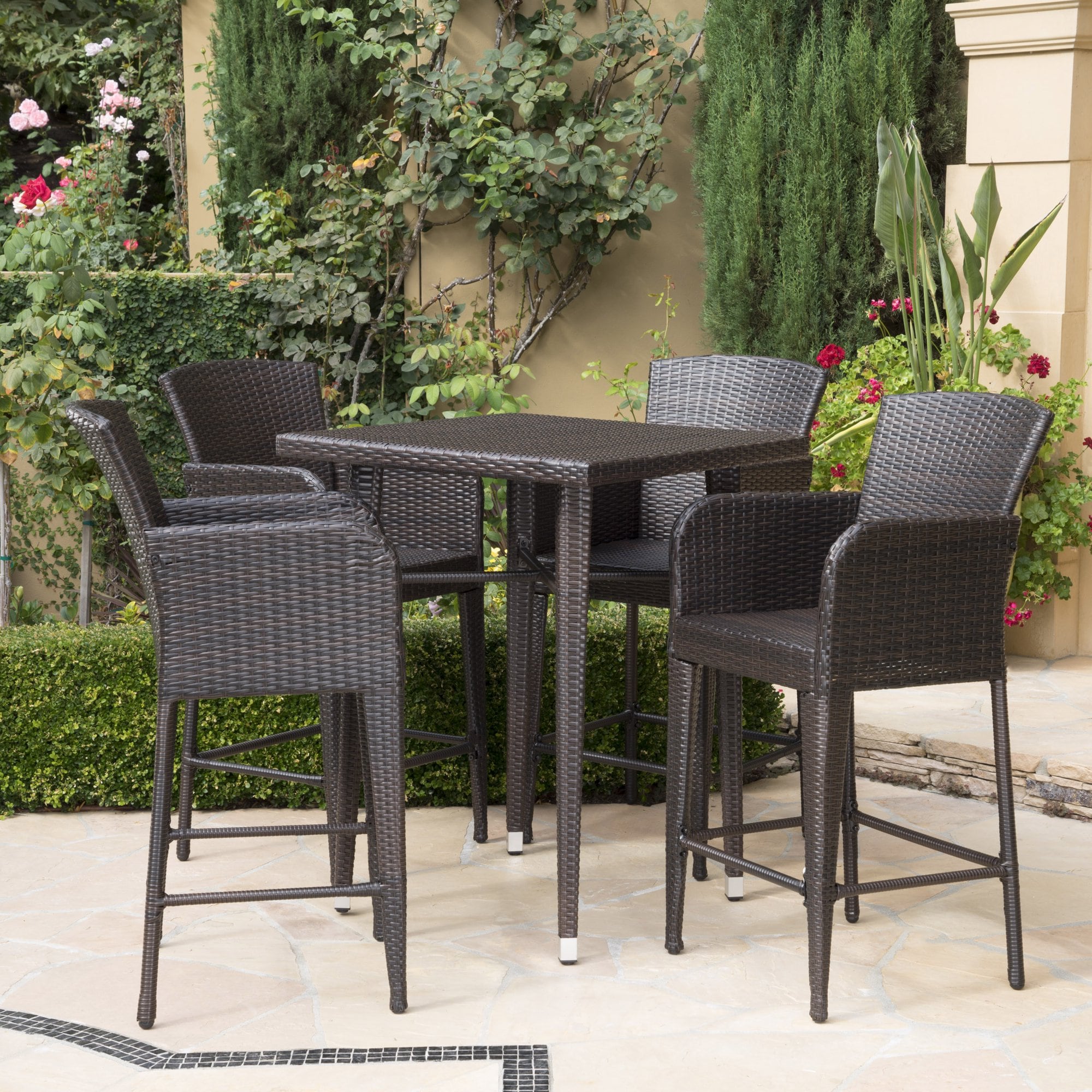 Best Selling Home Decor Landis 5 -Piece multibrown Rattan Bar Height ...