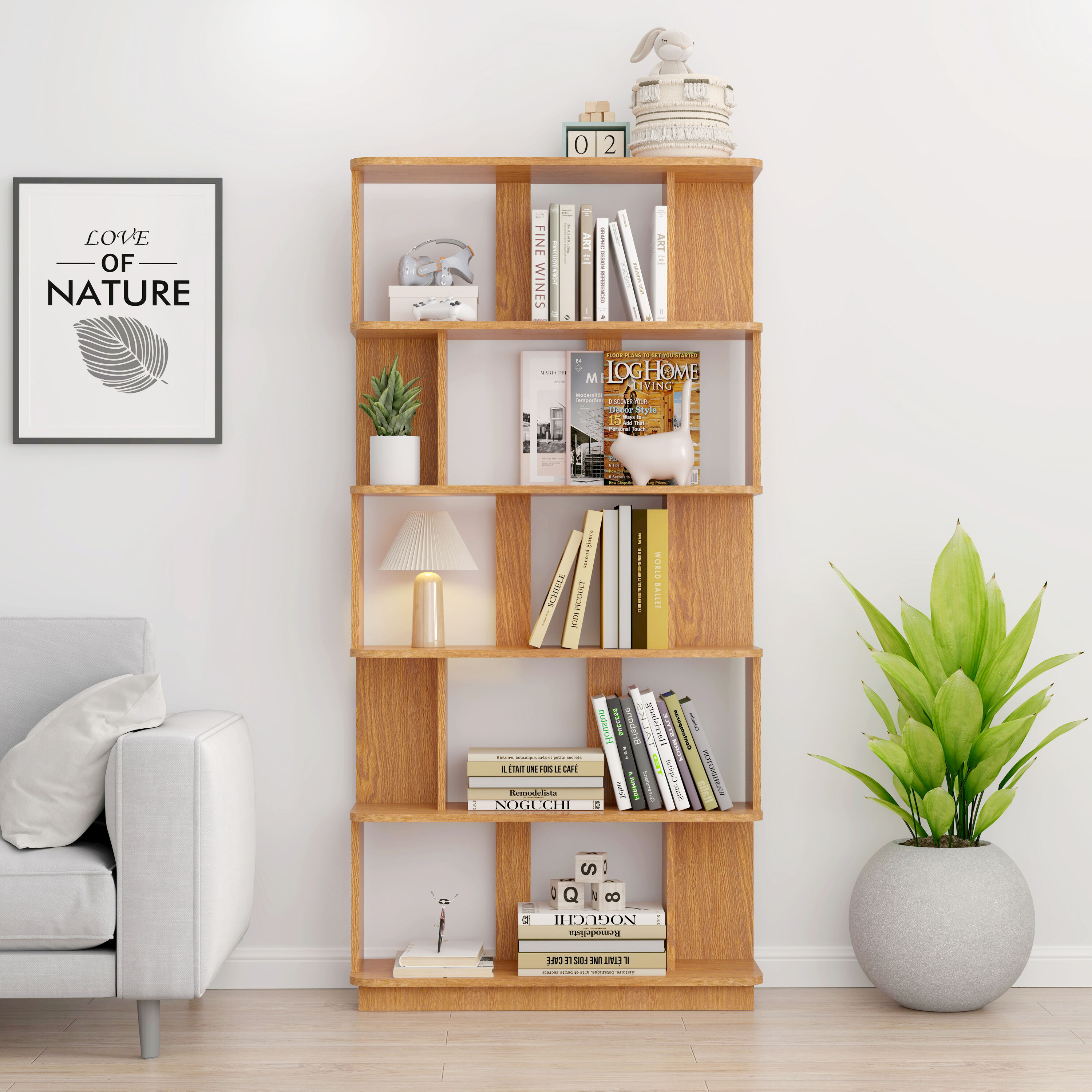 KTMBDW Modern Bookshelves and Bookcases Floor Standing 5 Shelf Display ...