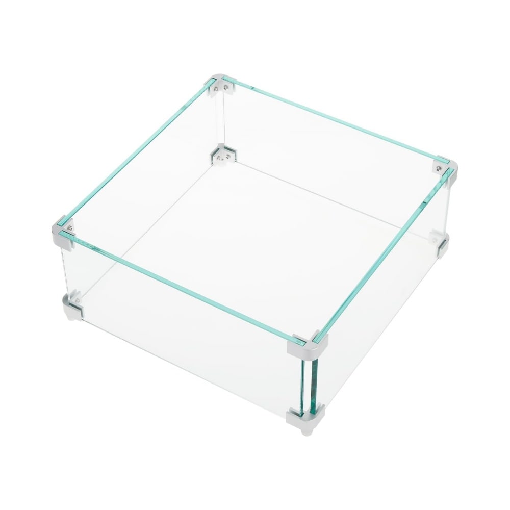 Garvee Fire Pit Wind Guard 18.5 x 18.5 x 6 In Glass Wind Guard Squarer ...