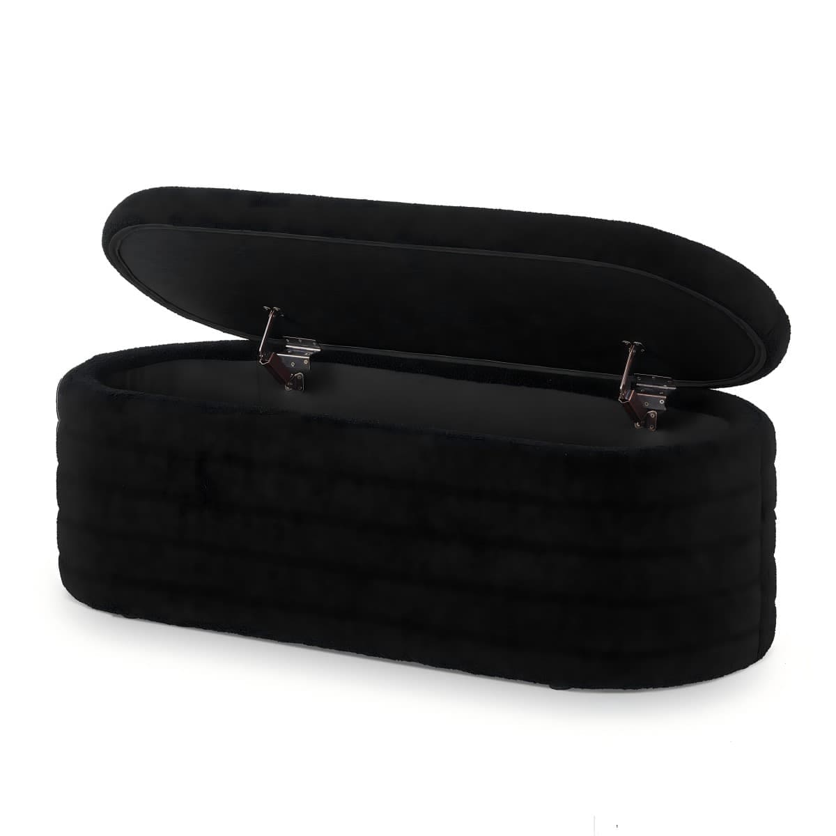 Maison Boucle 43 Inch Modern Black Boucle Upholstered Storage Bench ...