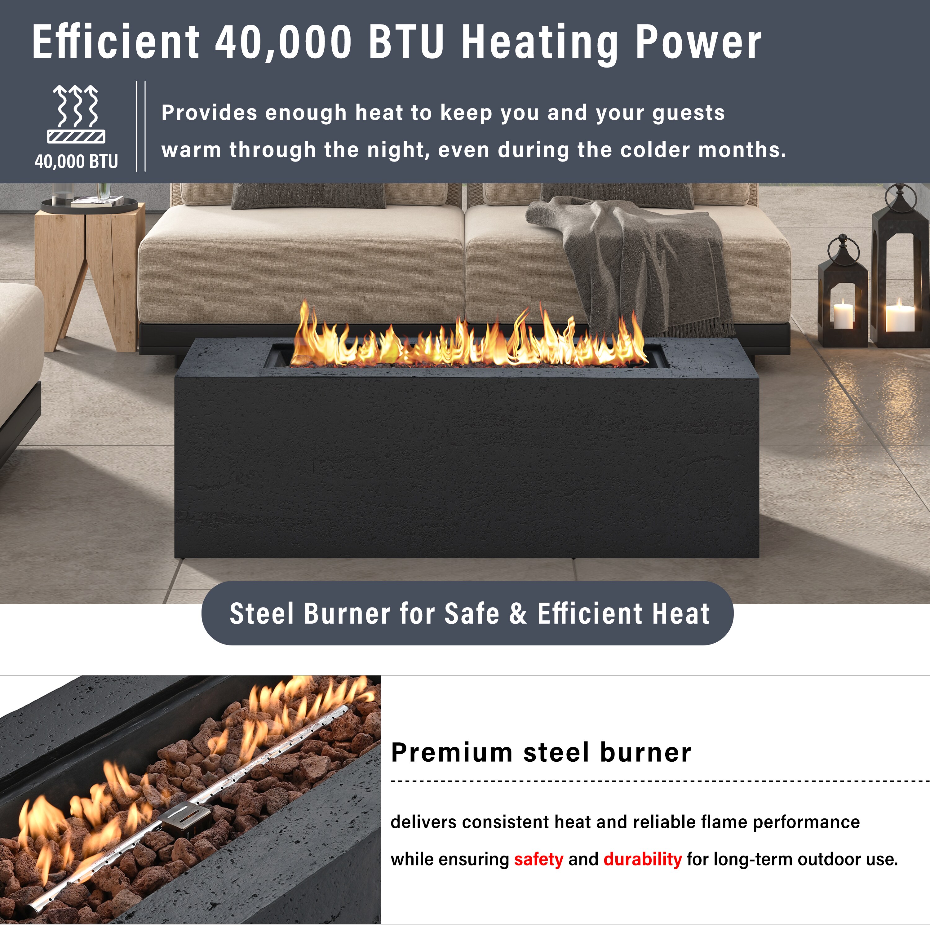 ModernLuxe Assembly Required 2in1 Outdoor Fire Pit Propane Tank Stand ...