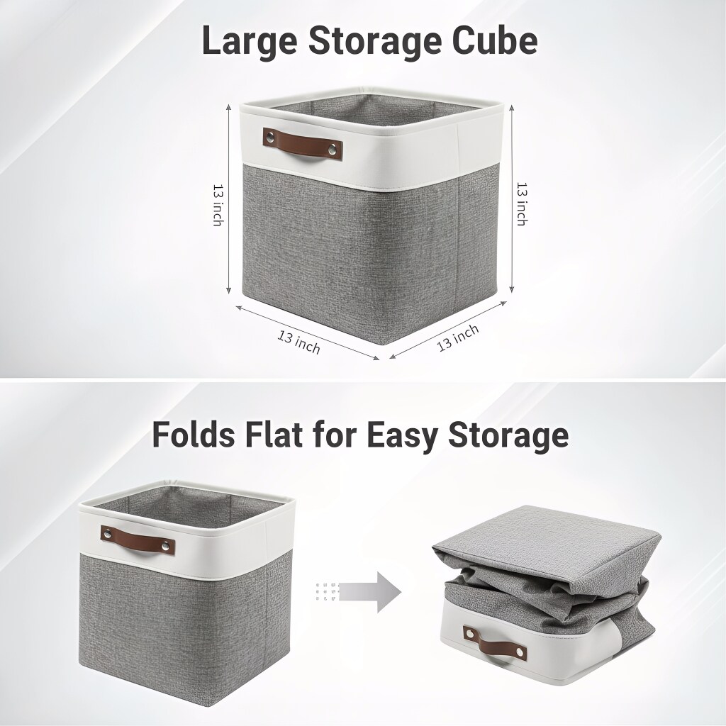 Baginizer Cube Storage Bins 13x13 Inch 4 Pack Collapsible Fabric Boxes ...
