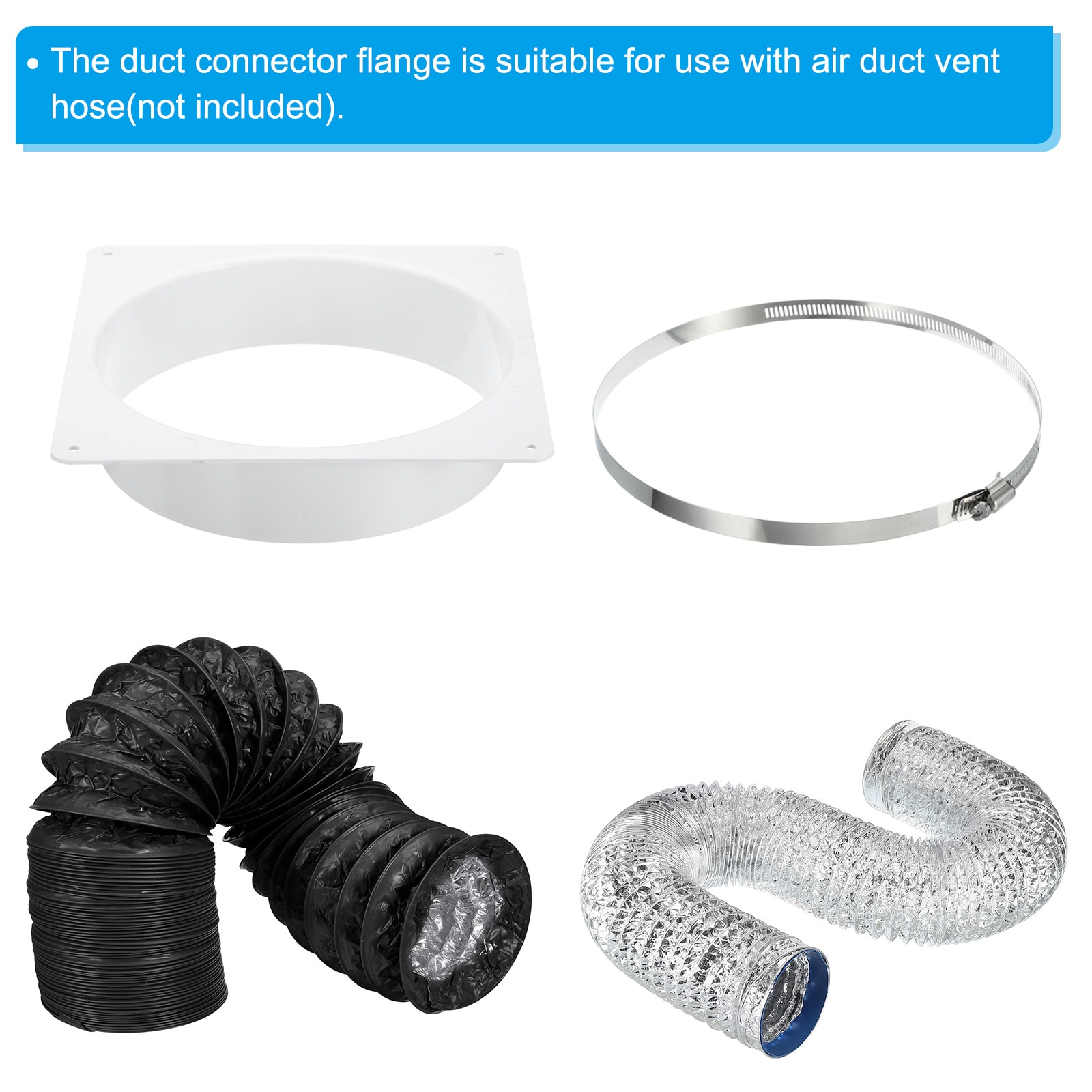 PATIKIL 8 inch Duct Connector Flange Dryer Vent Wall Plate Square to ...