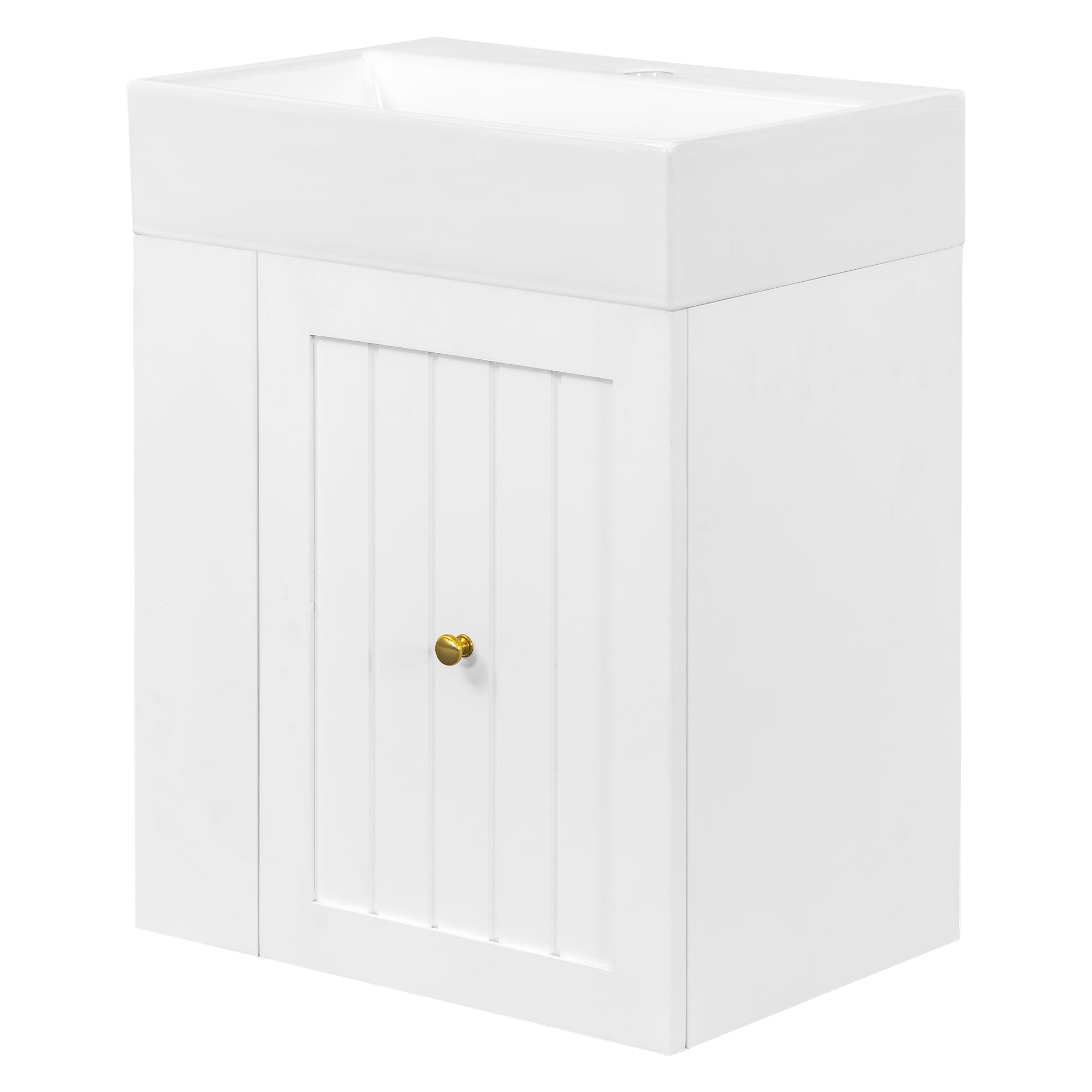 JCFL 20-Inch White Bathroom Vanity with Ceramic Sink for Space-Saving ...