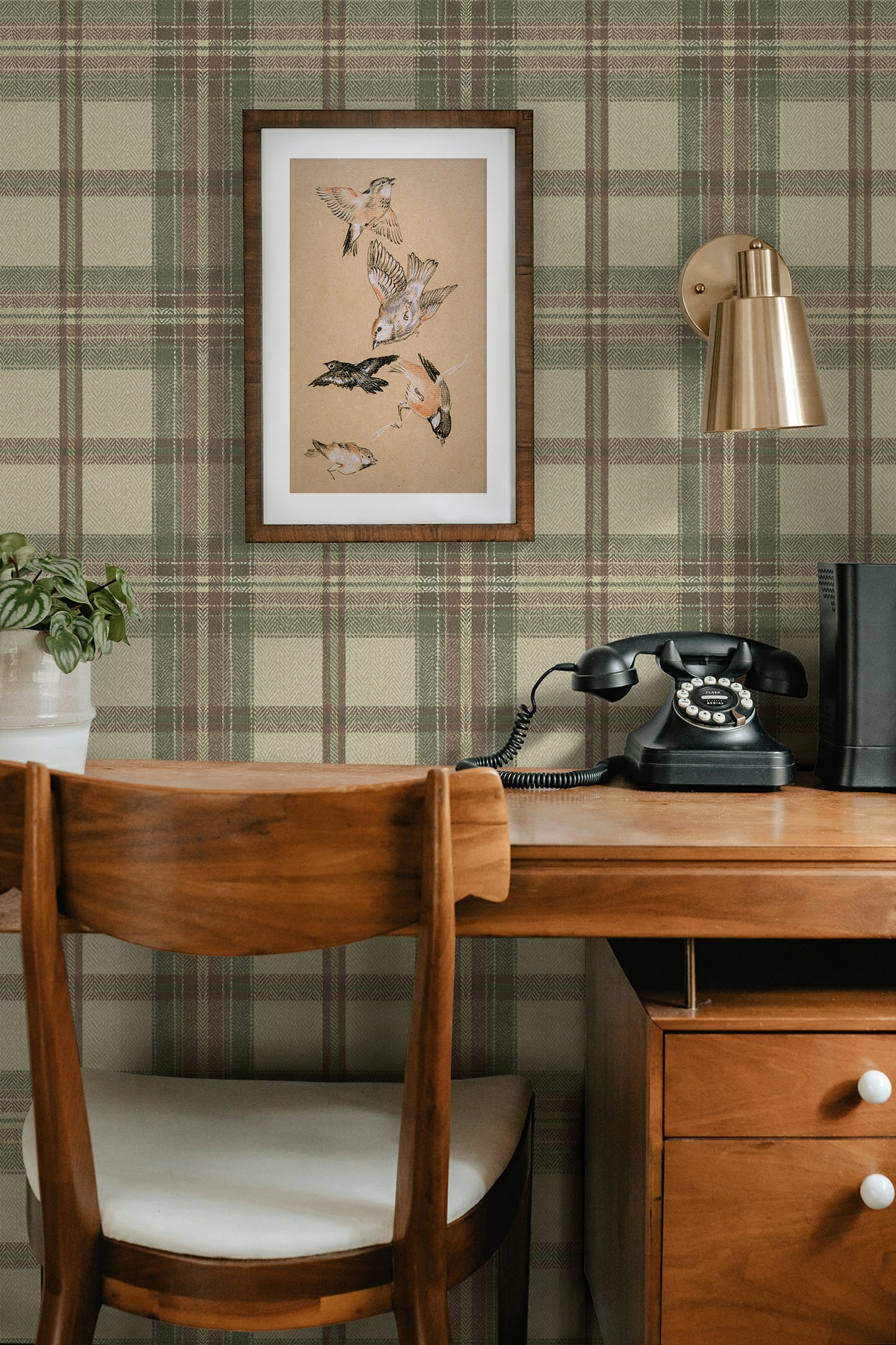 NextWall 30.75-sq ft Clay and Sage Non-woven Plaid Self-adhesive Peel ...