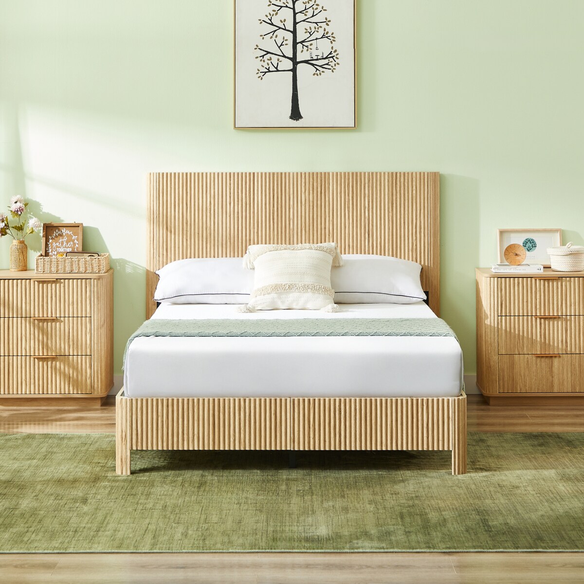 Streamdale Furniture Streamdale Full Size Wooden corrugated curved ...