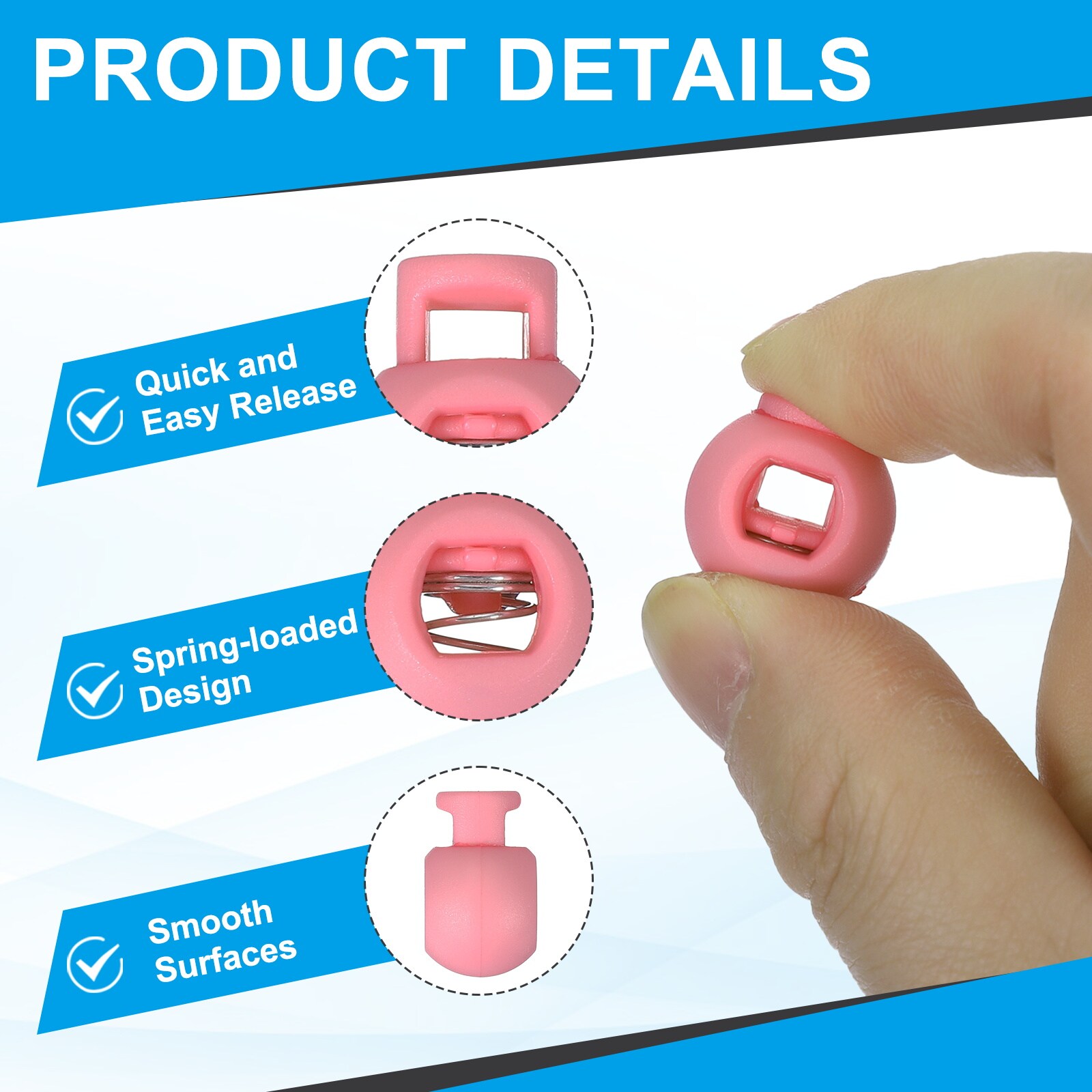 PATIKIL 30pcs Round Cord Lock Plastic Single Hole Spring Loaded Toggle ...