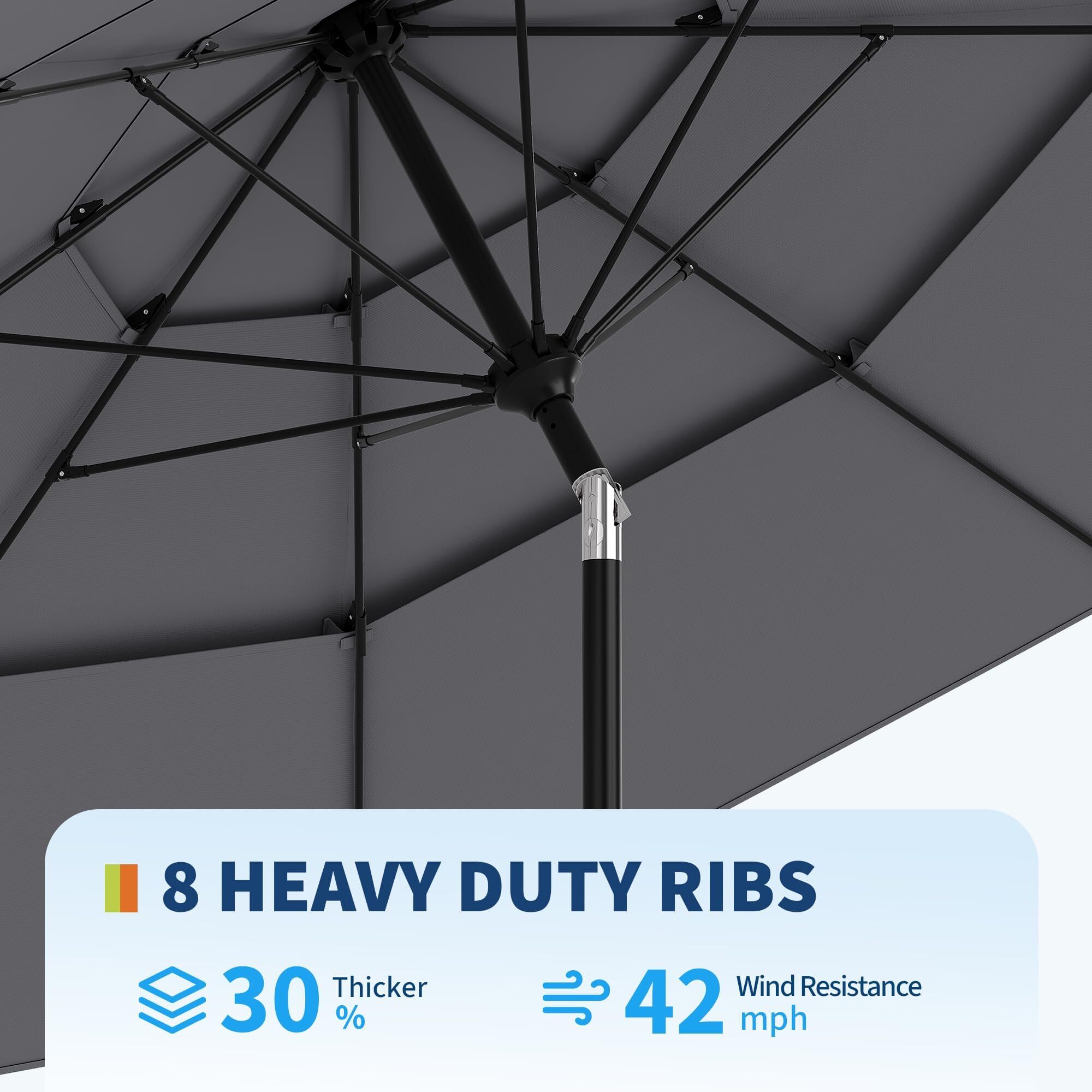 GarveeLife 9FT Outdoor Table Umbrella 3 Tier Vented Market Umbrella ...