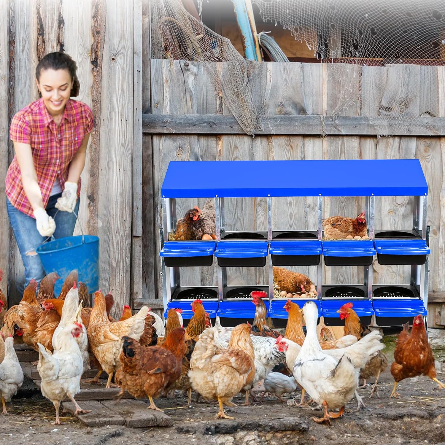 IdealHouse Chicken Nesting Box 10 Compartments Nesting Boxes for ...