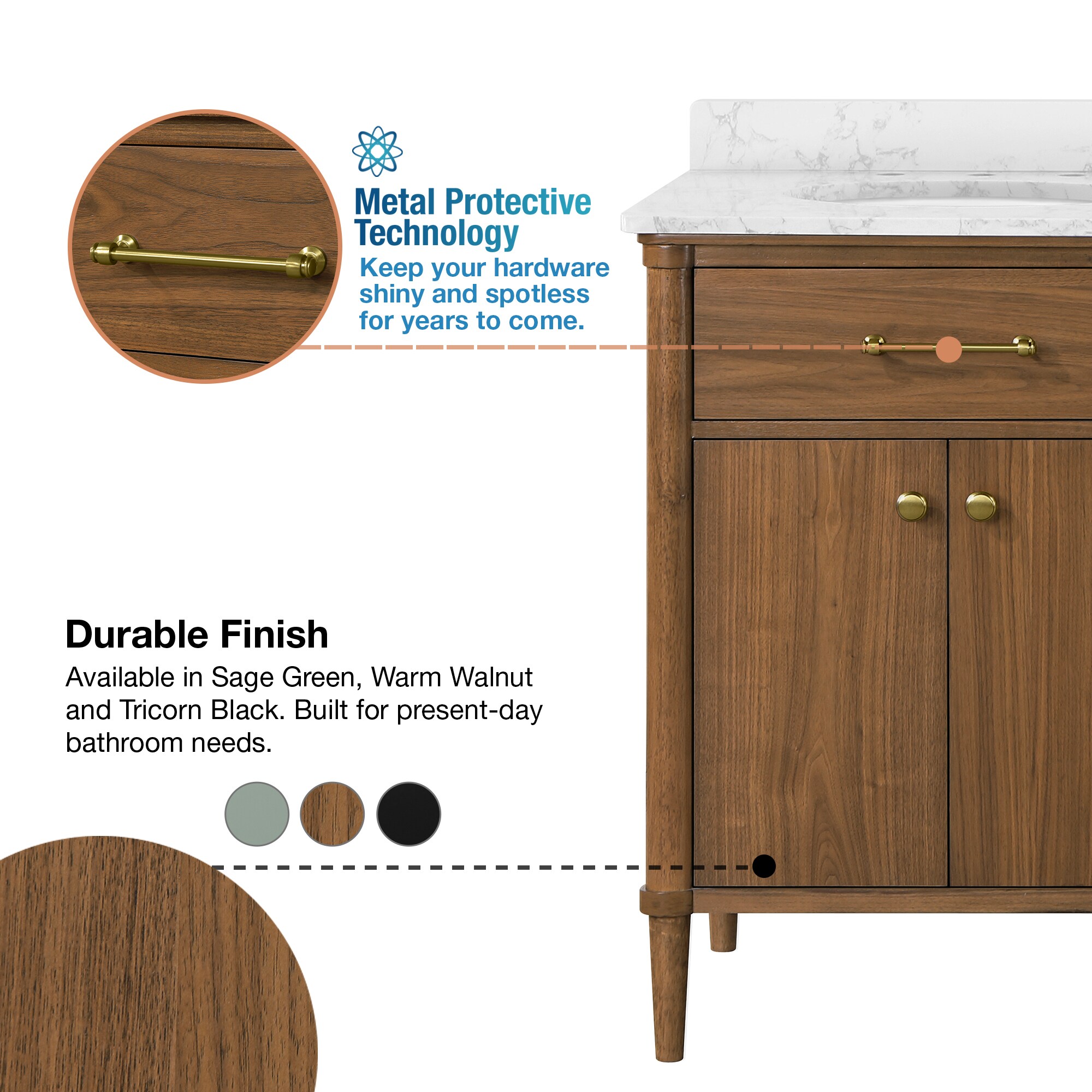allen + roth Rian 60-in Walnut Undermount Double Sink Bathroom Vanity ...