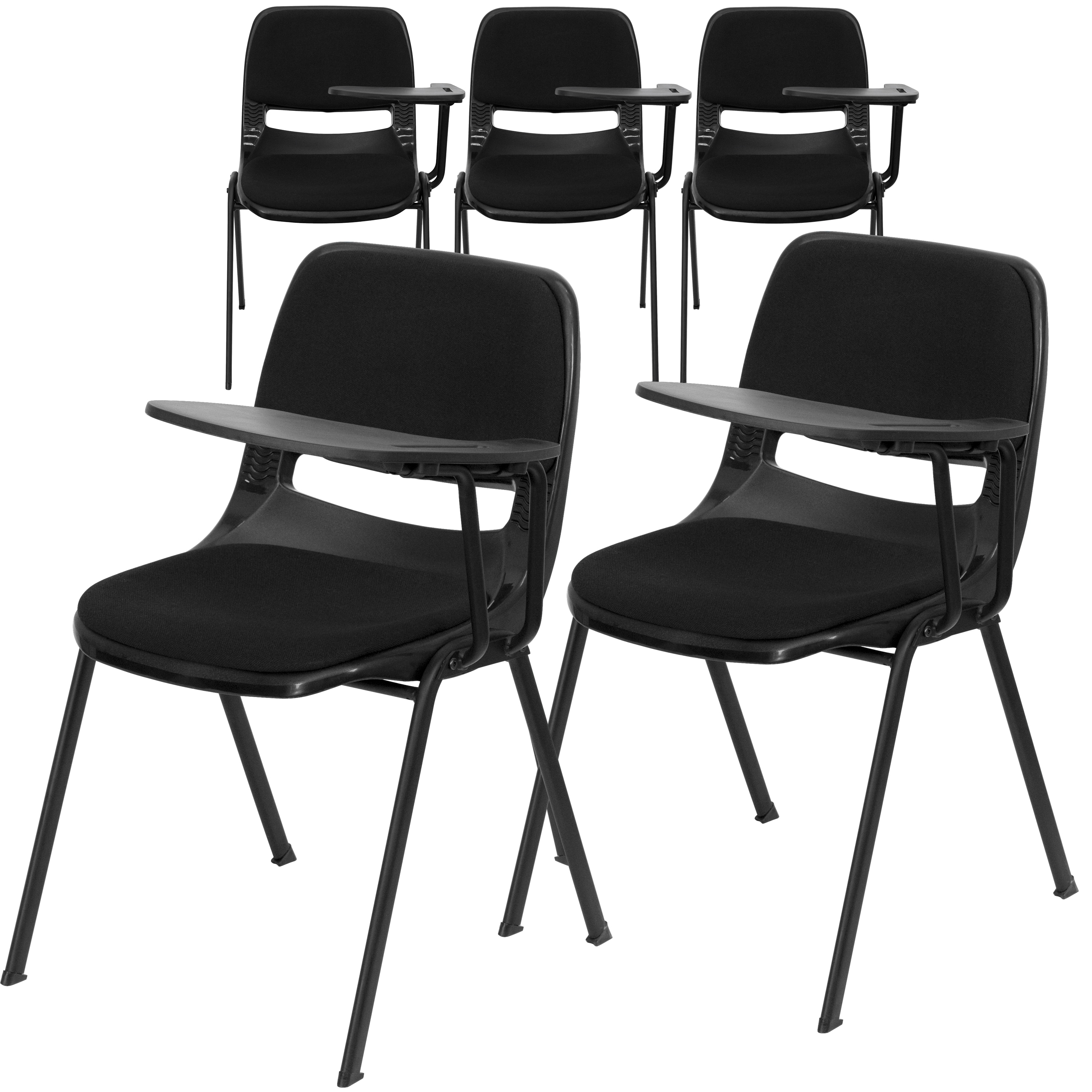 Flash Furniture HERCULES 5 Pack Black Padded Ergonomic Shell Chair with ...