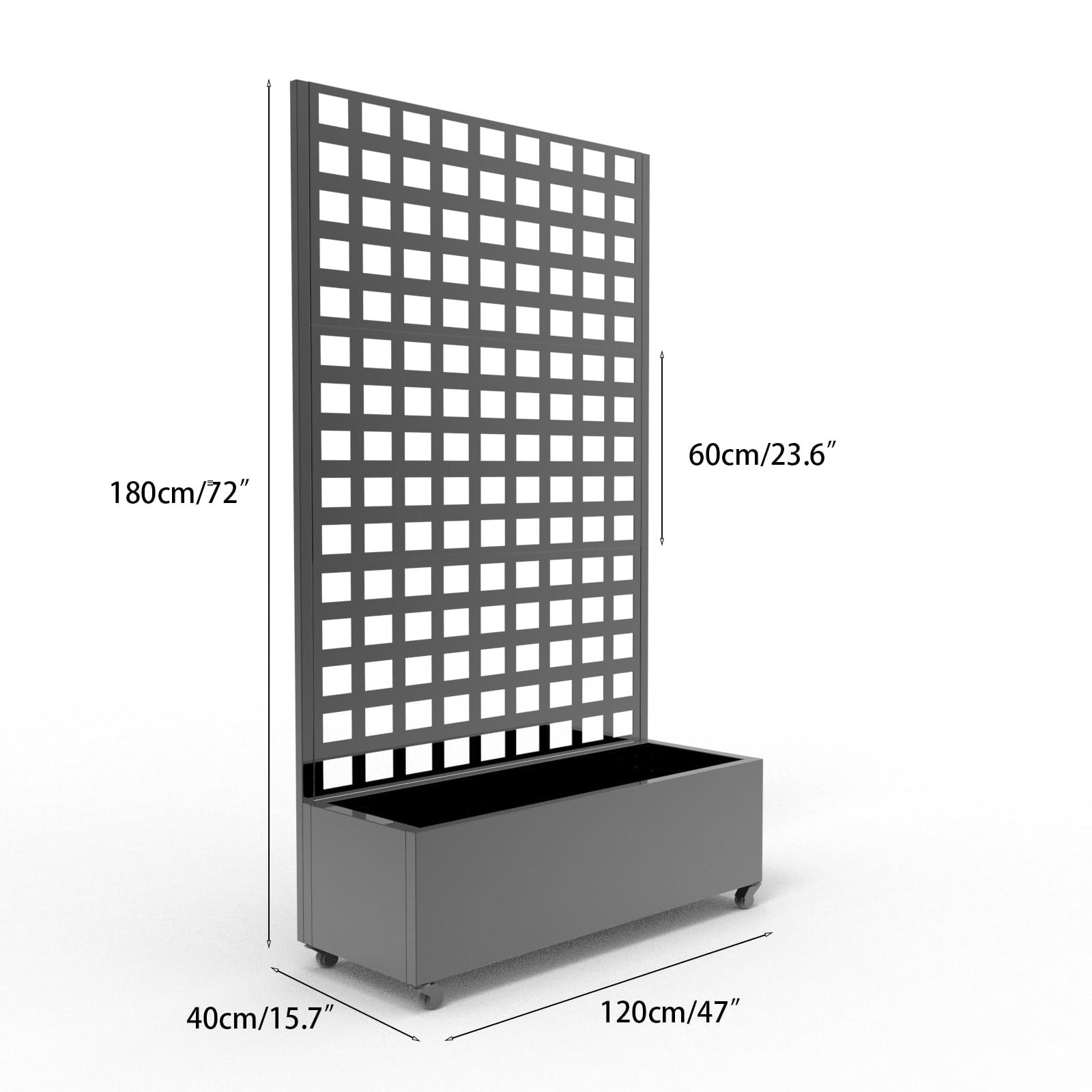 Aoile Black 72 Inch Galvanized Metal Planter Box With Square Lattice ...