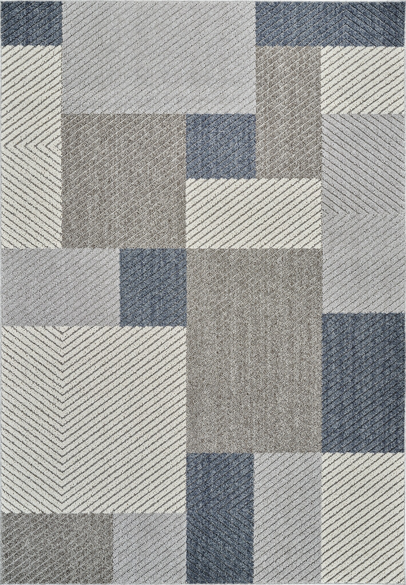 Rug Branch Mandala 8' x 11' Contemporary Grey and Blue Patchwork Indoor ...