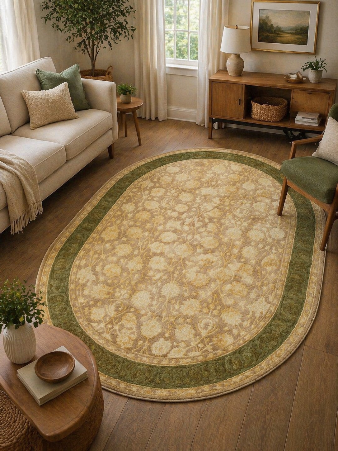 Safavieh Silk Road 212A Ivory Sage 5 x 7 Oval Oval Area Rug in the Rugs ...