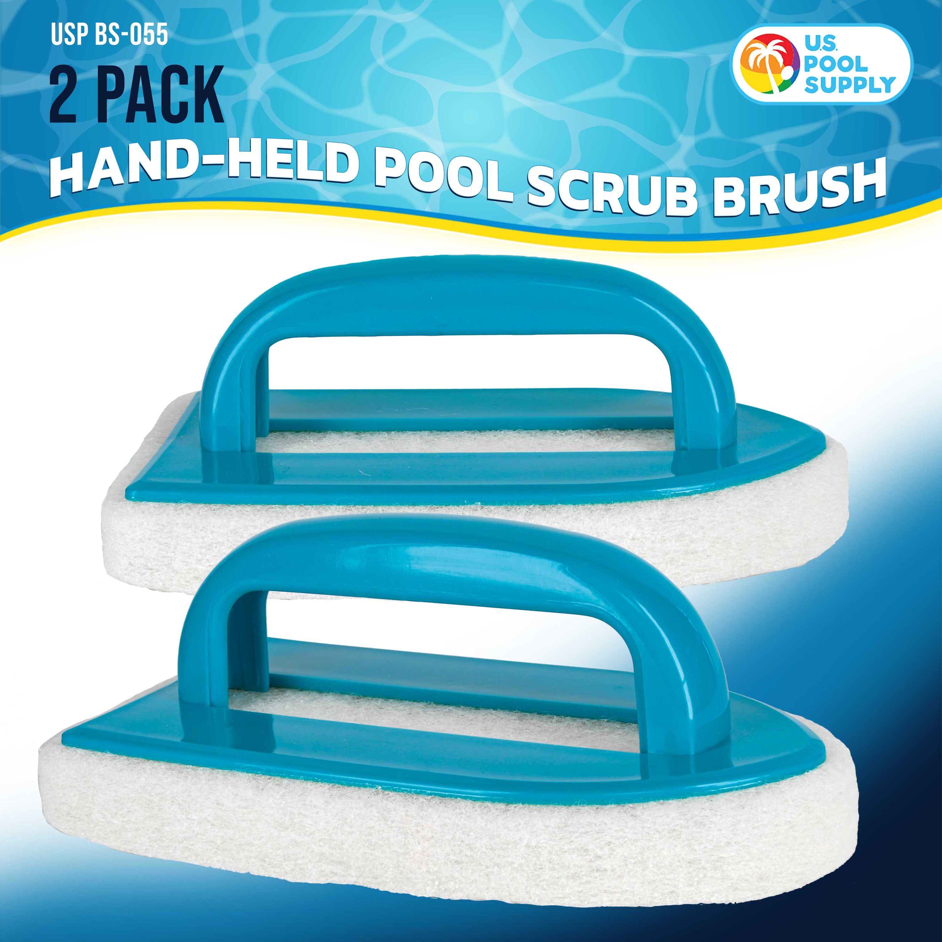 U.S. Pool Supply Hand-Held Pool Scrub Brush- 2 Pack - Surface Scrubbing ...