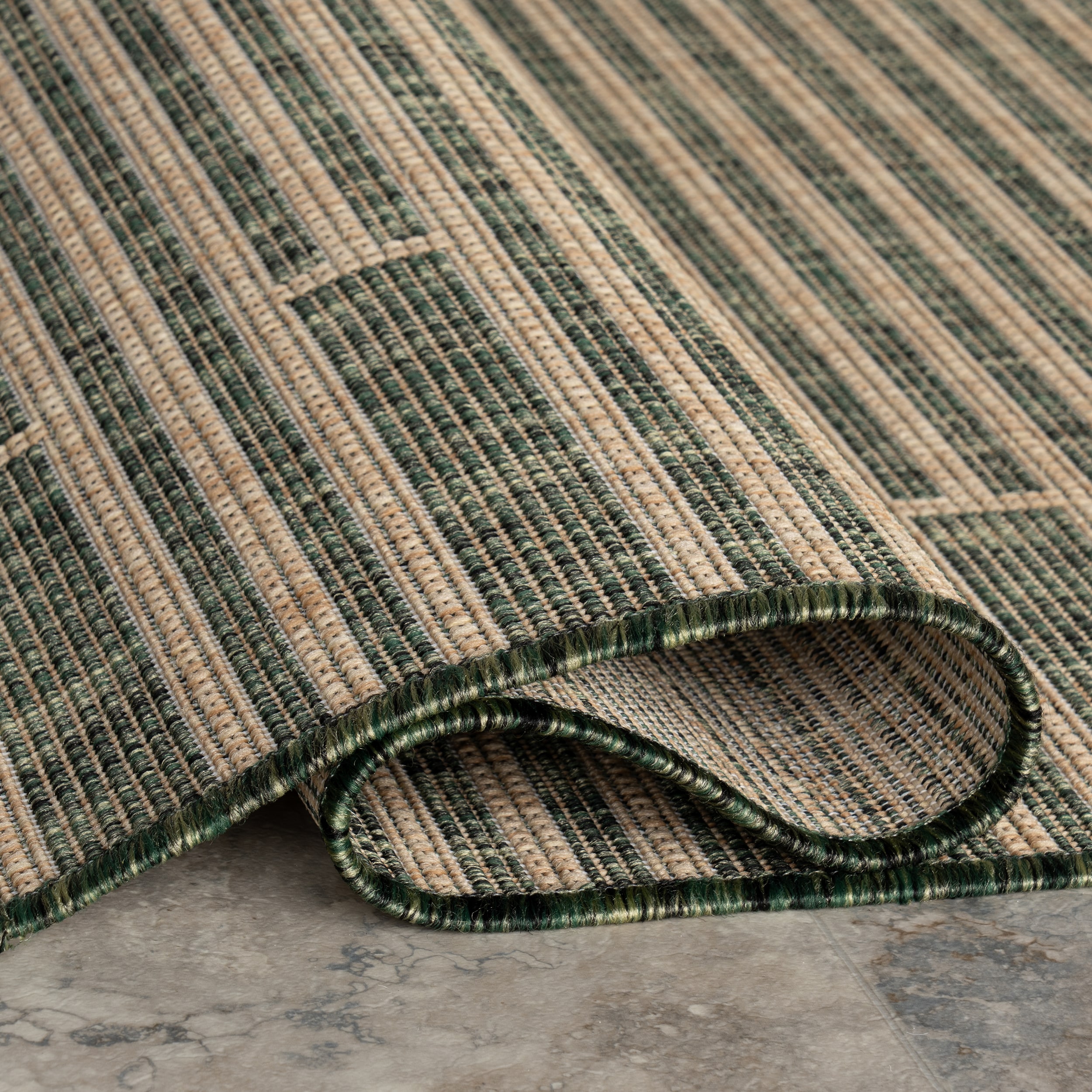 nuLOOM Debrin Striped Indoor/Outdoor 6ft. 7in. x 9ft. Green Area Rug in ...