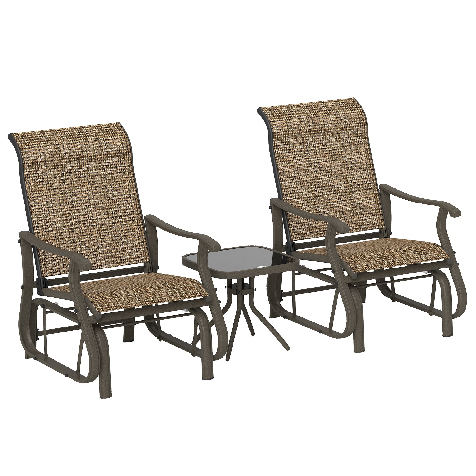 Outsunny 3Piece Outdoor Gliders Set Bistro Set with Steel Frame ...