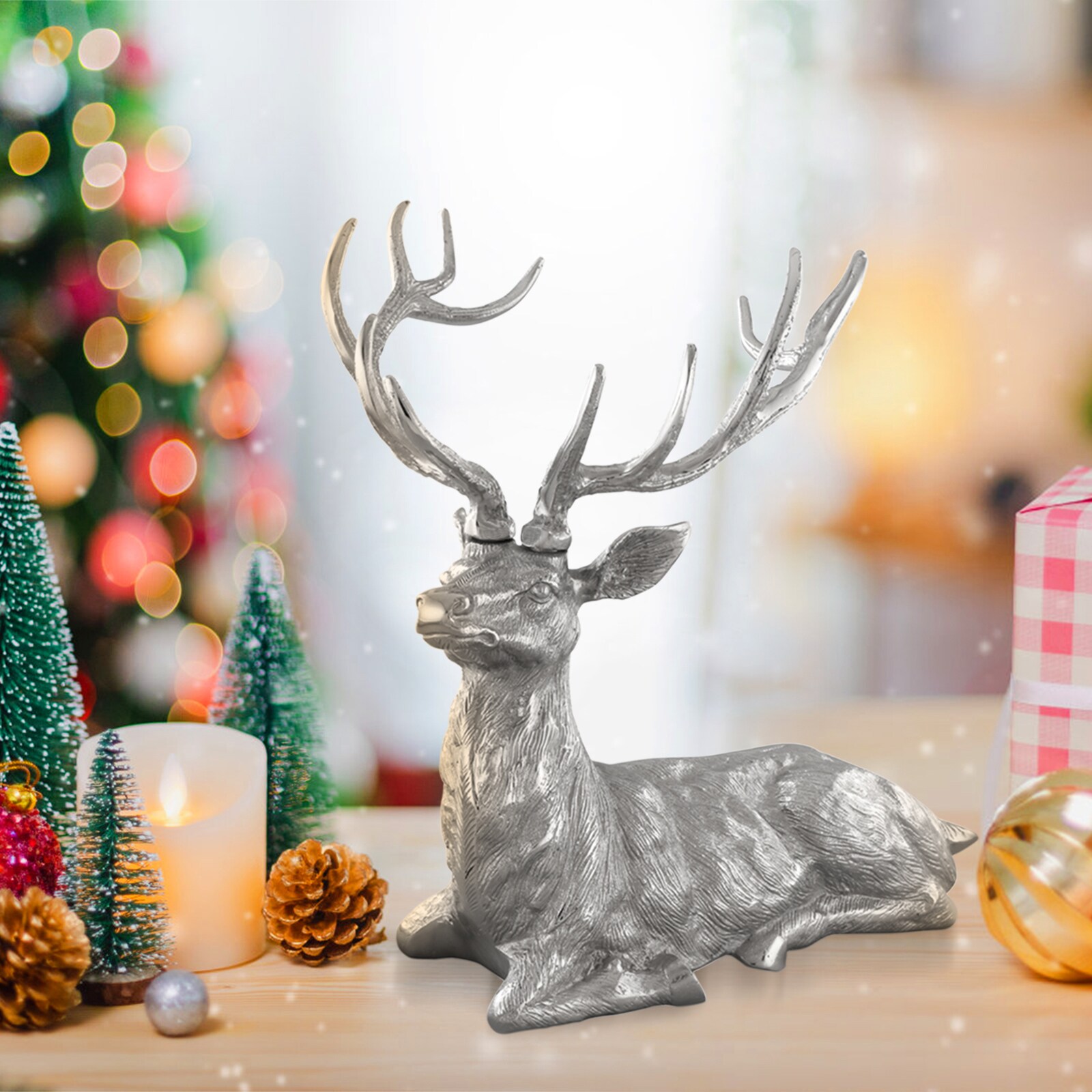 Slickblue 17.5 H Unlit Christmas Aluminum Reindeer Statue for Indoor ...