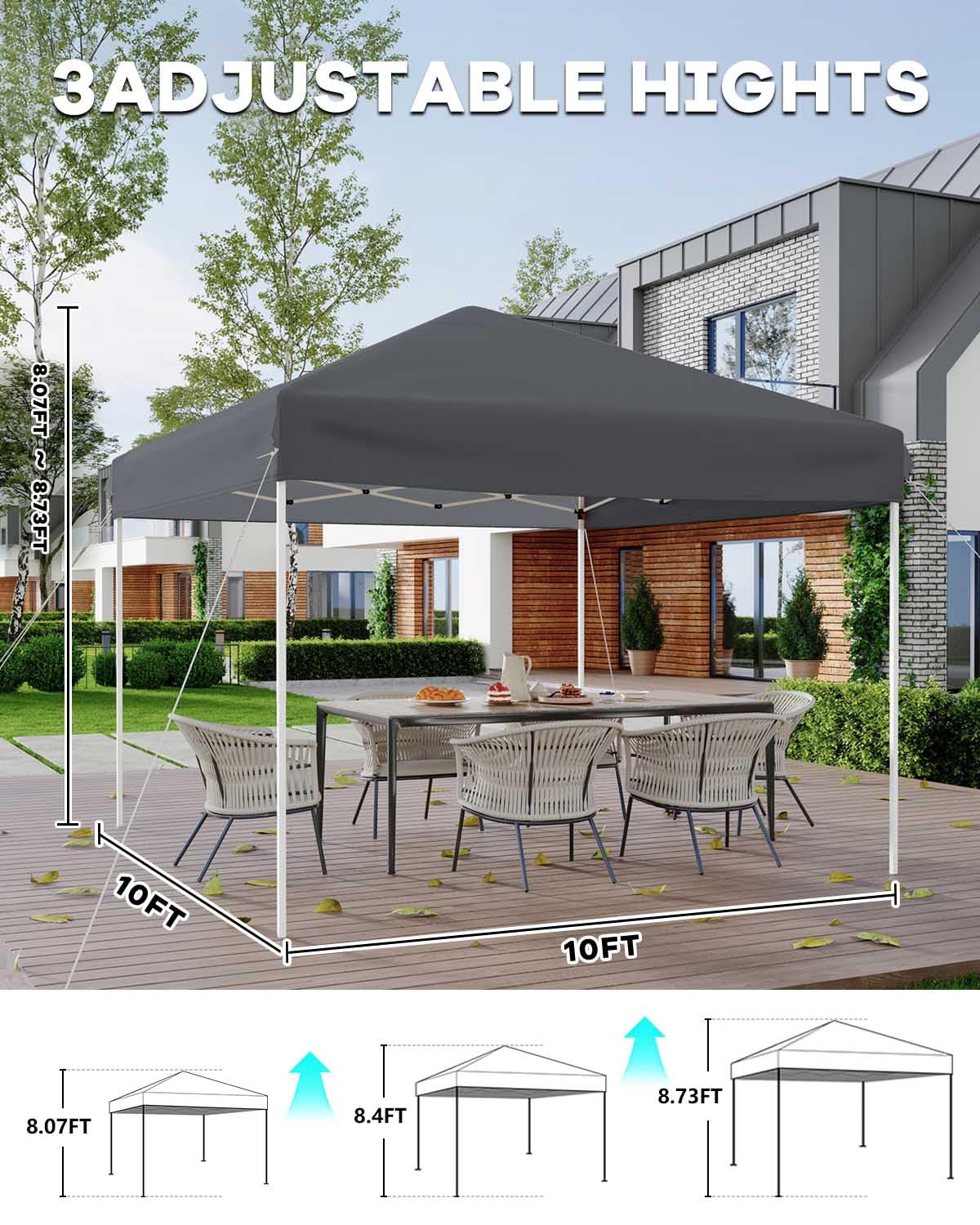 GarveeLife 10x10 Pop Up Canopy Tent One Push Easy Up Beach Canopy with ...