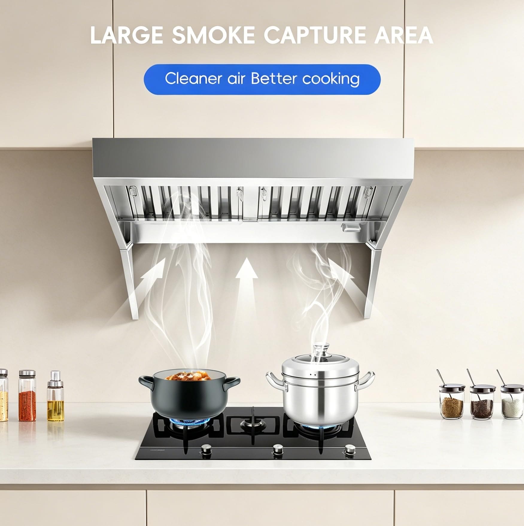 Garvee 5 Foot Commercial Exhaust Hood with Detachable Oil Filter Mesh ...