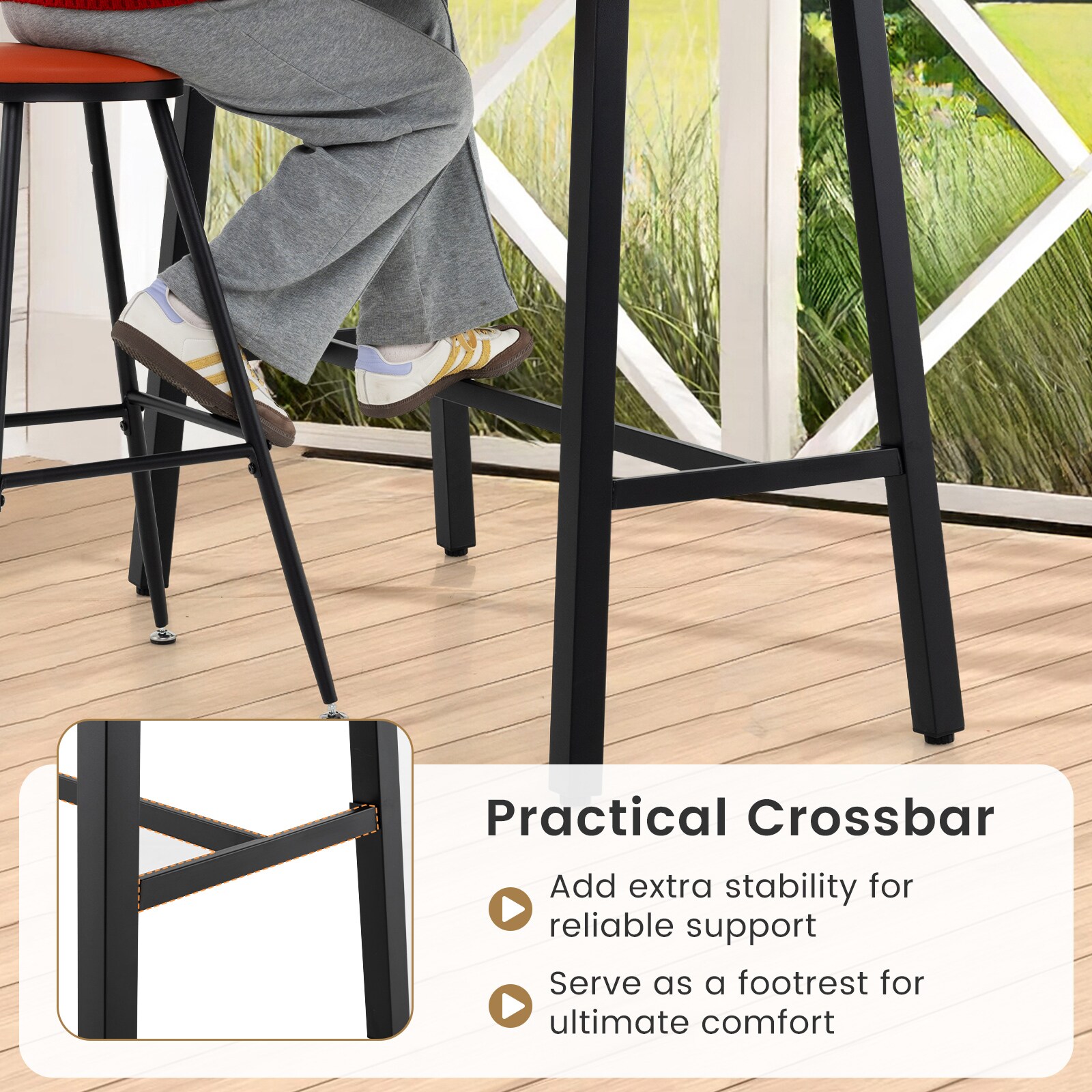 Slickblue Outdoor Metal Pub Table with Footrest - 46 x 36-Inches Black ...