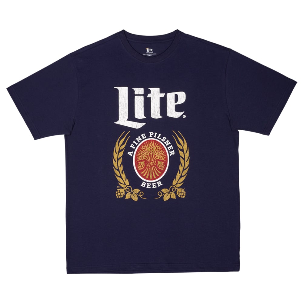 Miller Lite Men's Blue Medium weight Short sleeve Graphic T-shirt ( L ...