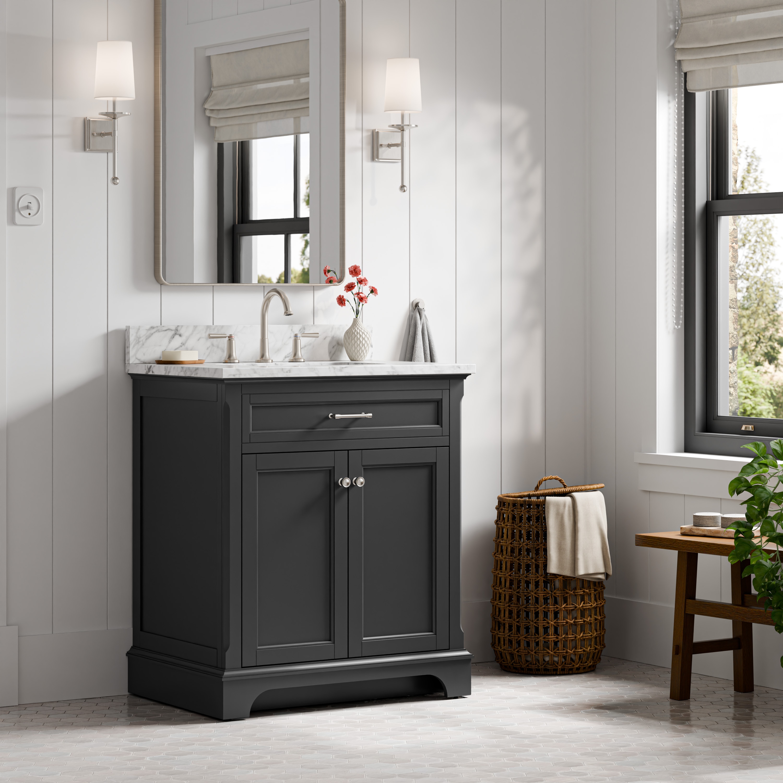 allen + roth Roveland 30-in Raven Undermount Single Sink Bathroom ...
