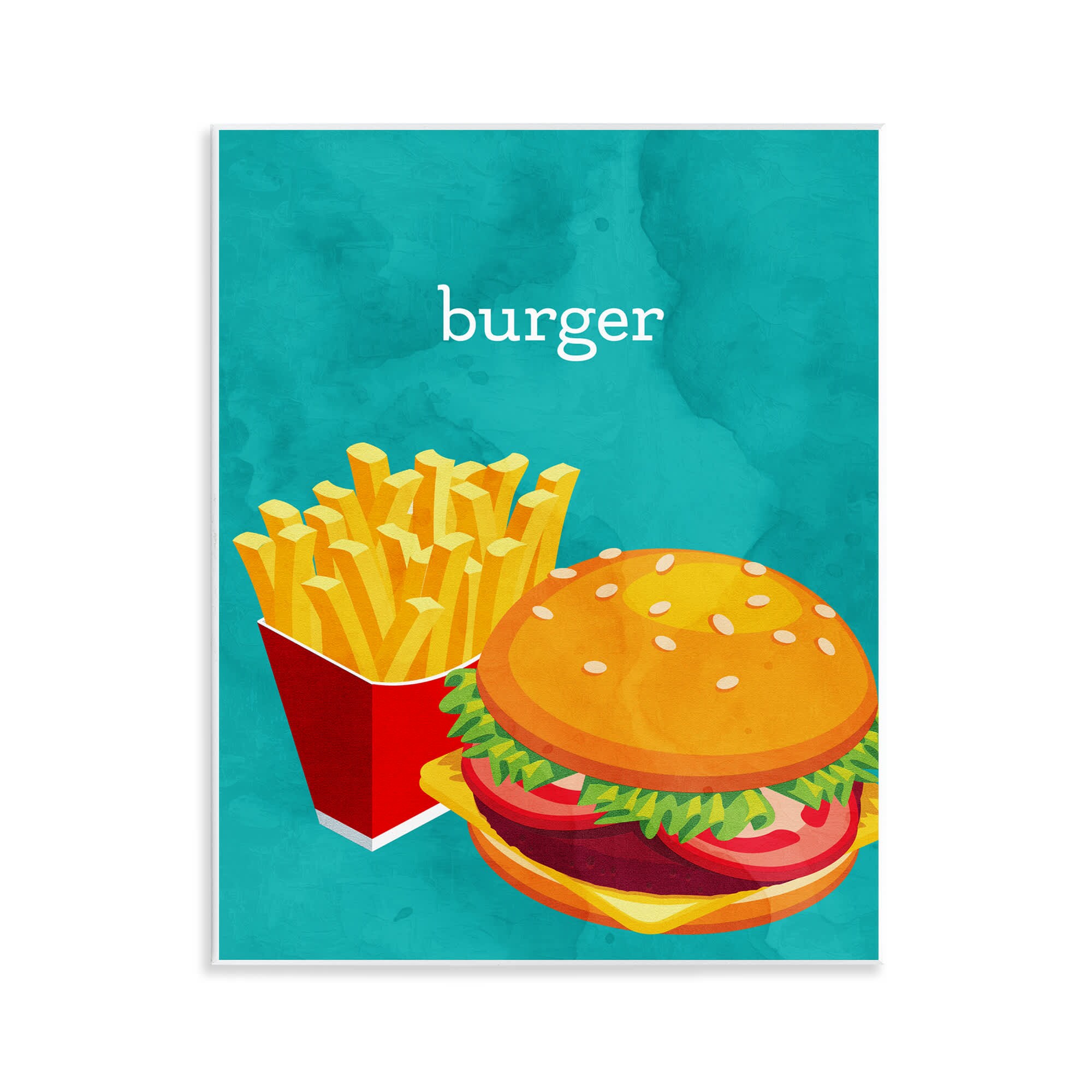 Stupell Industries Satisfying Burger and Fries Wall Plaque Art By Kim ...