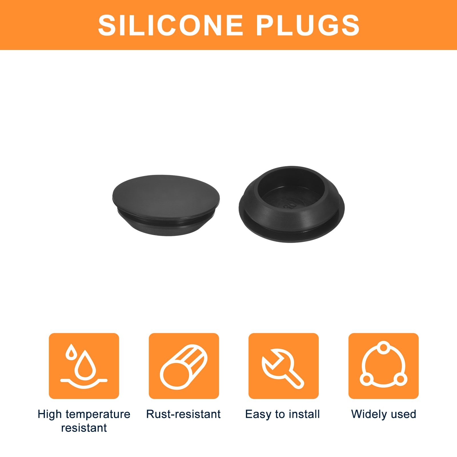 Unique Bargains 4pcs Silicone Plugs Rubber Round Snap in Locking Hole ...