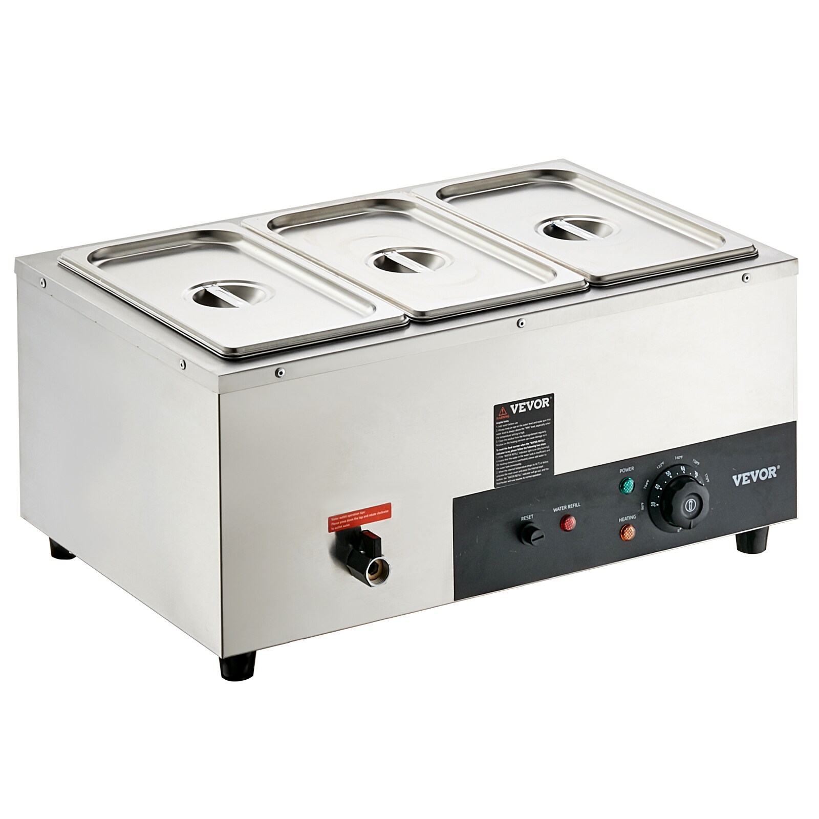 VEVOR 3-Station 24-Quart Commercial/Residential Electric Buffet Server ...