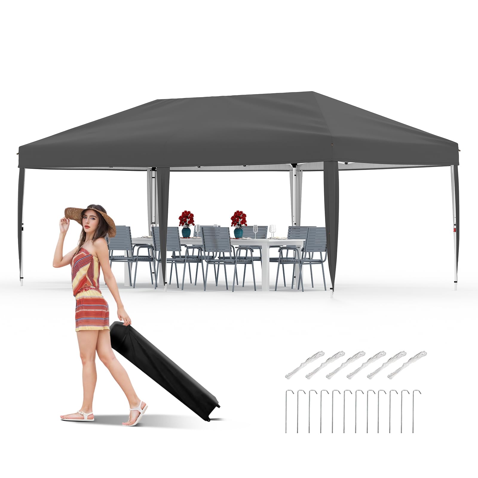 GarveeLife Pop Up Canopy Tent 10x20FT with 4 Sidewalls Heavy Duty EZ Up ...