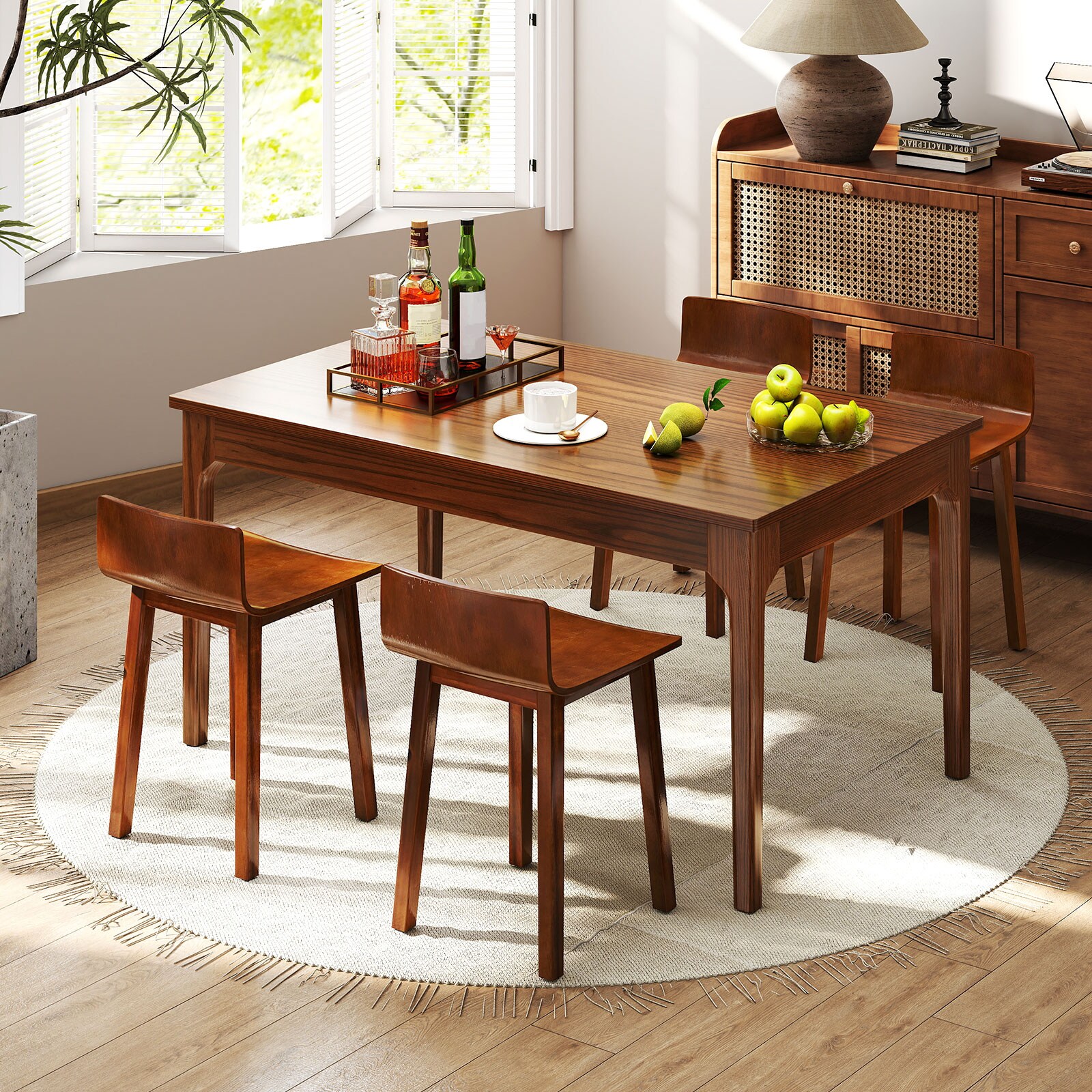 Slickblue Set of 2- Brown Wood Dining Chairs Farmhouse Style Armless ...